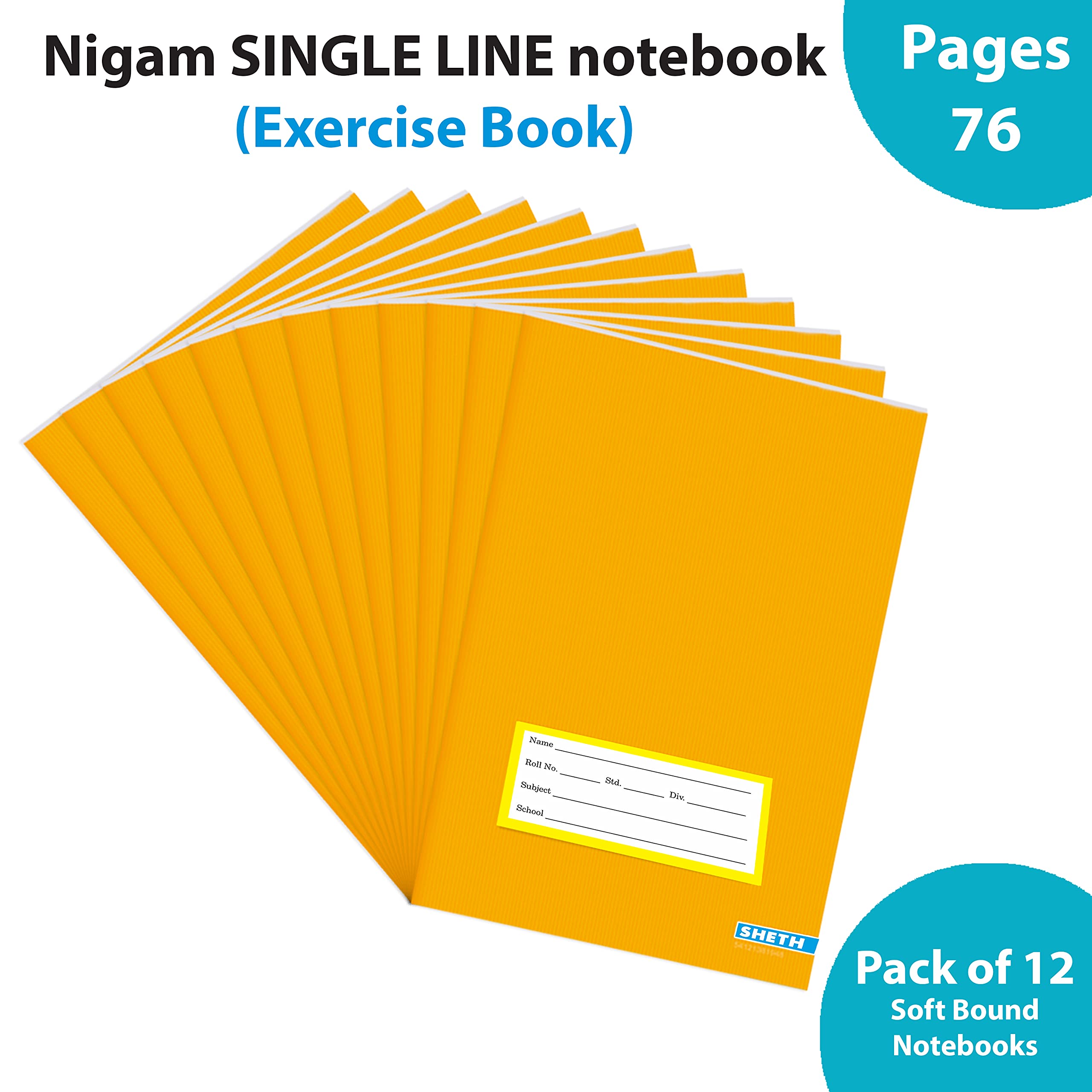 Nigam Single Line Long Note Book 76 Pages Soft Bound 16.5 X 27 Cm (Set ...