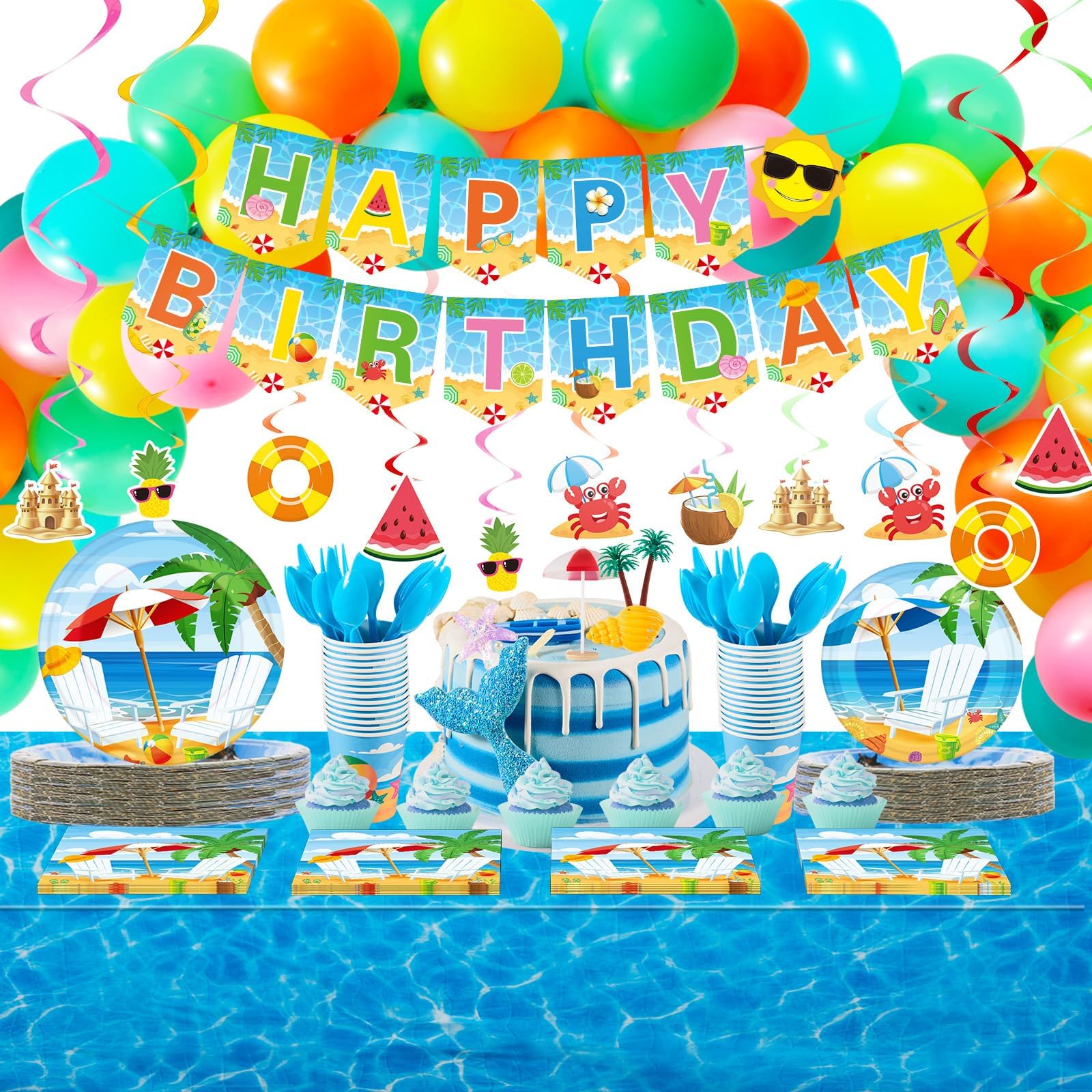 Amazon.com: Decoraciones de fiesta de verano en la playa, temática de ...