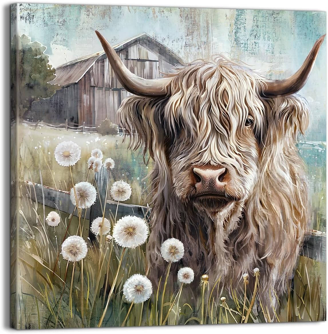 Amazon.com: YUEYARIT Farmhouse Highland Cow Wall Decor in Neutral ...