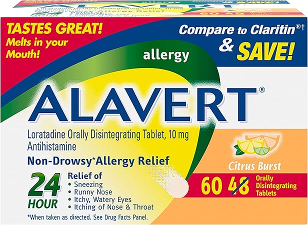 Amazon.com: Alavert Allergy 24 Hour Relief, Citrus Burst Flavor, Orally ...