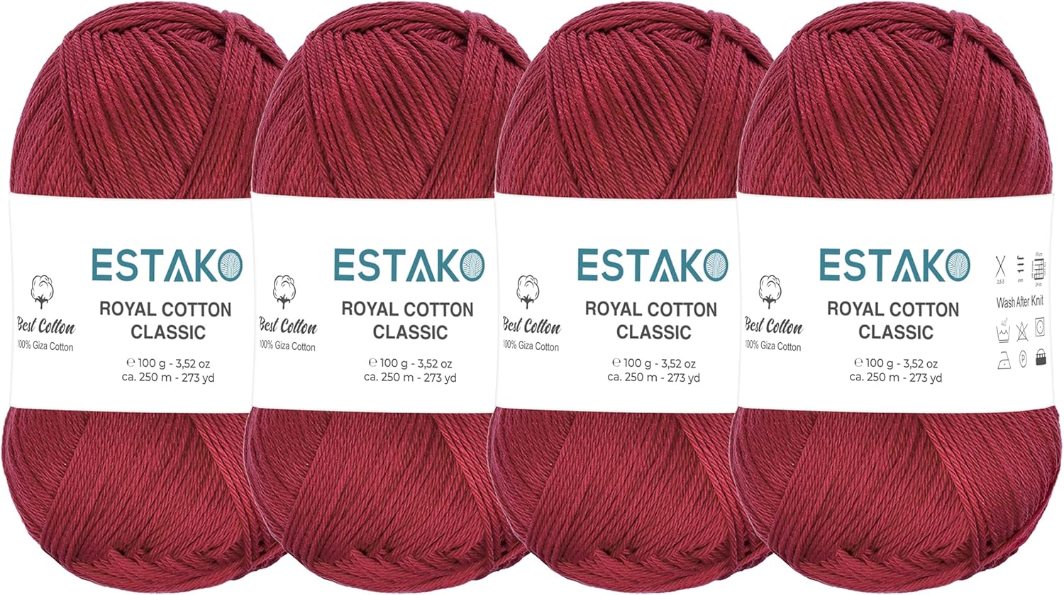 Amazon.com: Estako Royal Cotton Classic, (4 Skeins Pack) 100% Giza ...