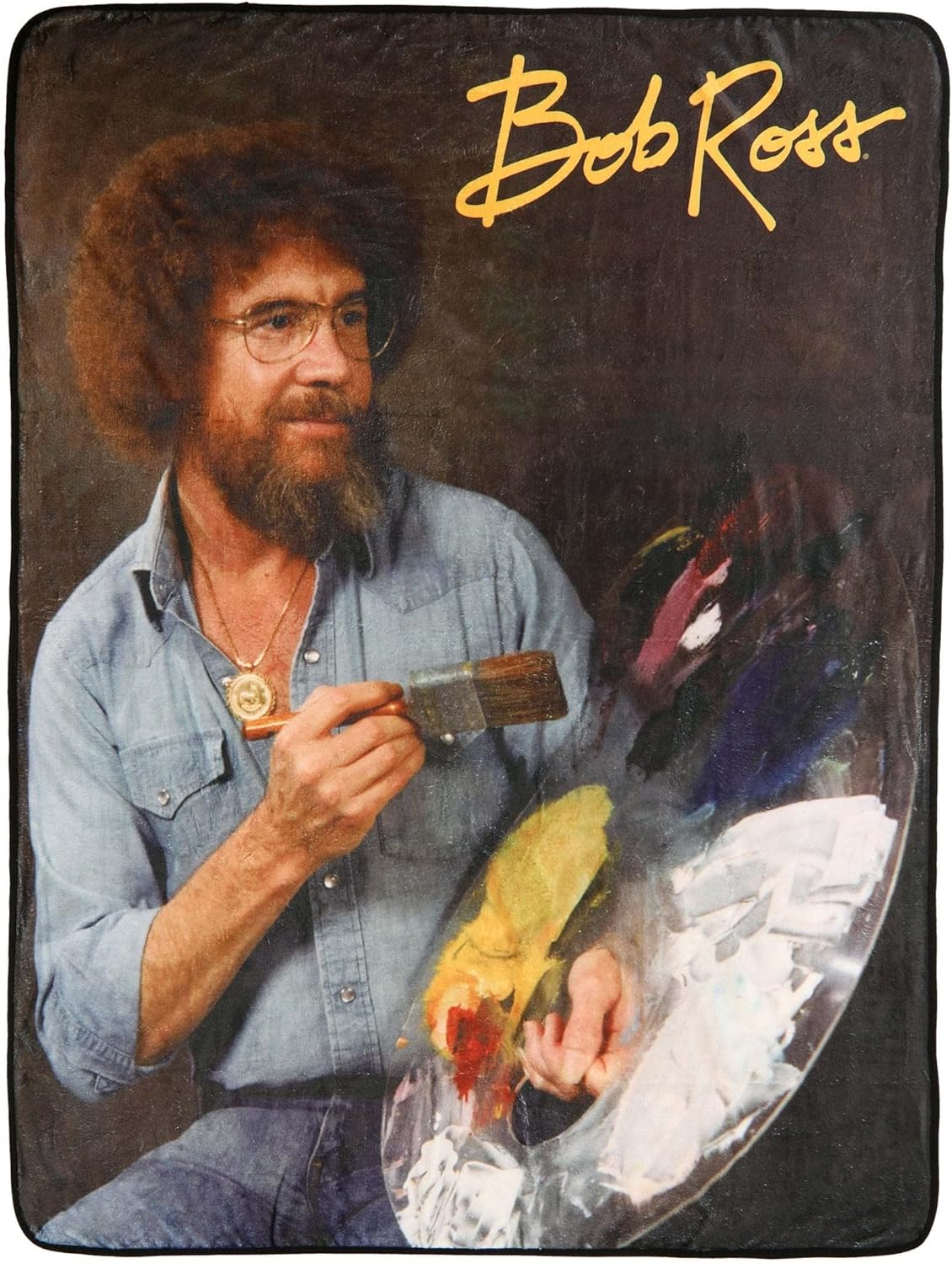 Amazon.com: Surreal Entertainment Bob Ross 45''x60'' Fleece Blanket ...