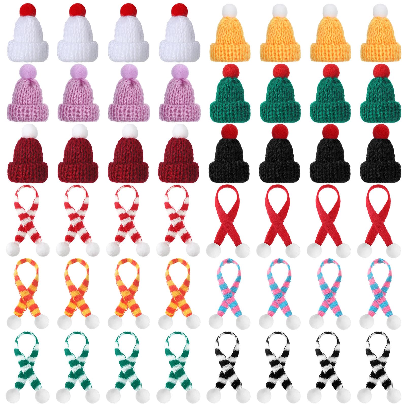 Amazon.com: Bencailor 48 Pcs Mini Christmas Hats and Mini Scarf Set ...