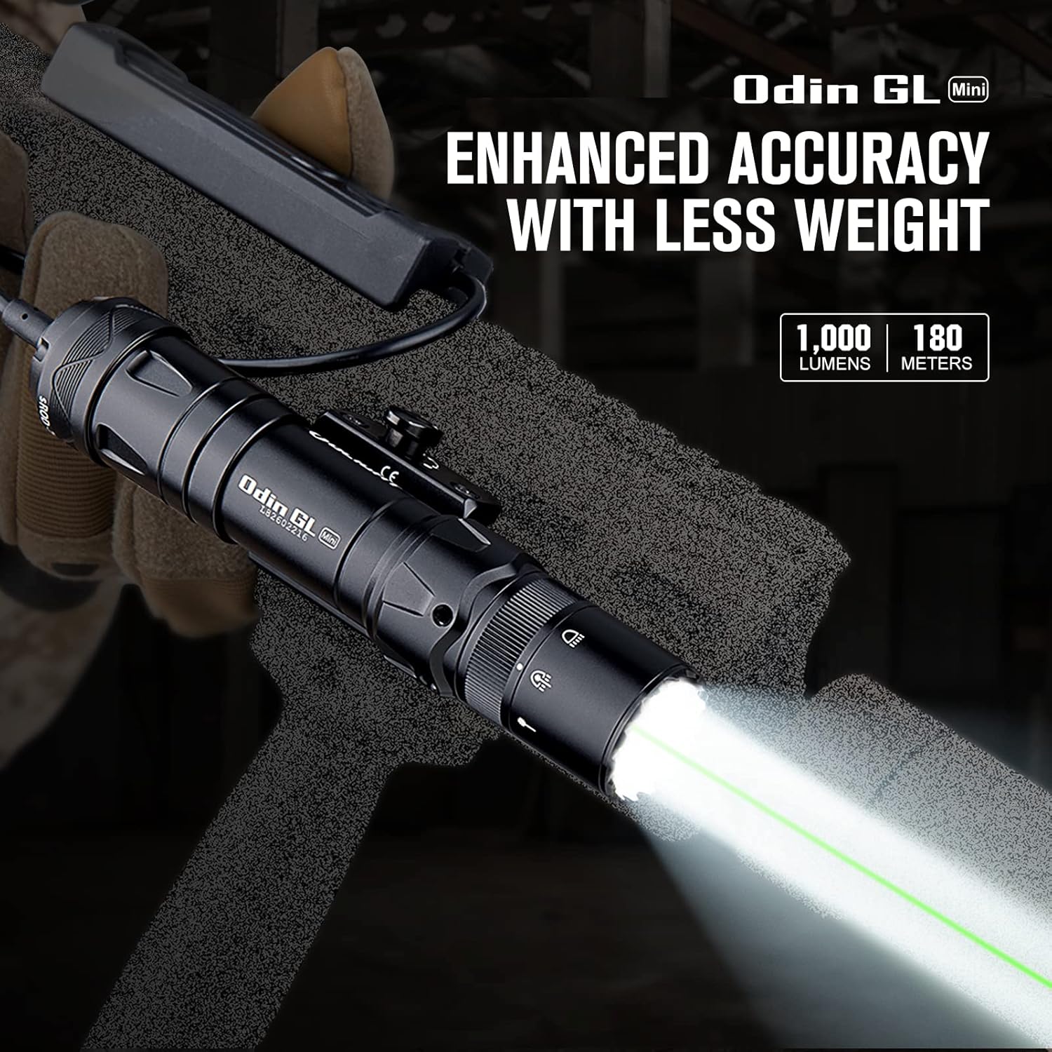 OLIGHT Odin GL Mini Pistol Torch 1000 Lumens Picatinny Rail Mounted ...