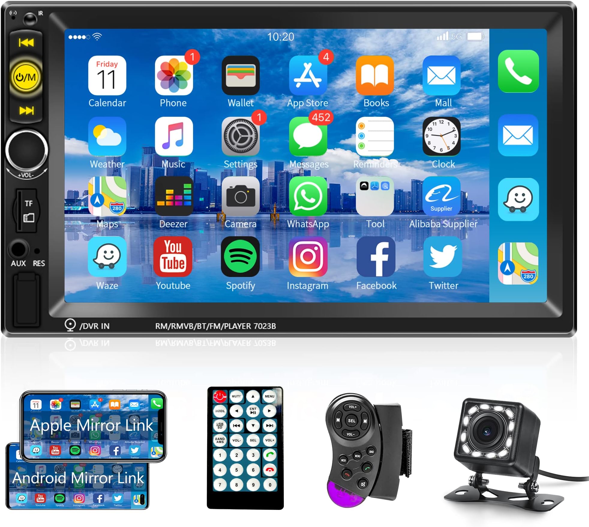 Rimoody Double Din Car Stereo 7 Inch Touch Screen Car Radio Bluetooth ...