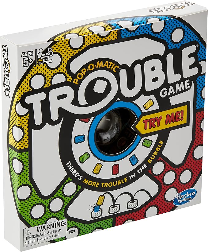 Amazon.com: Hasbro Gaming Trouble Board Game for Kids Ages 5 and Up 2-4 ...