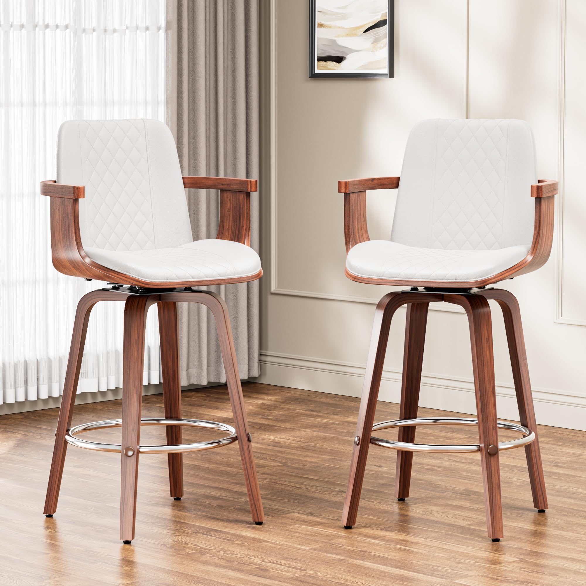 Amazon.com: Bar Stools Set of 2, 26" Bentwood Barstools with Wooden ...