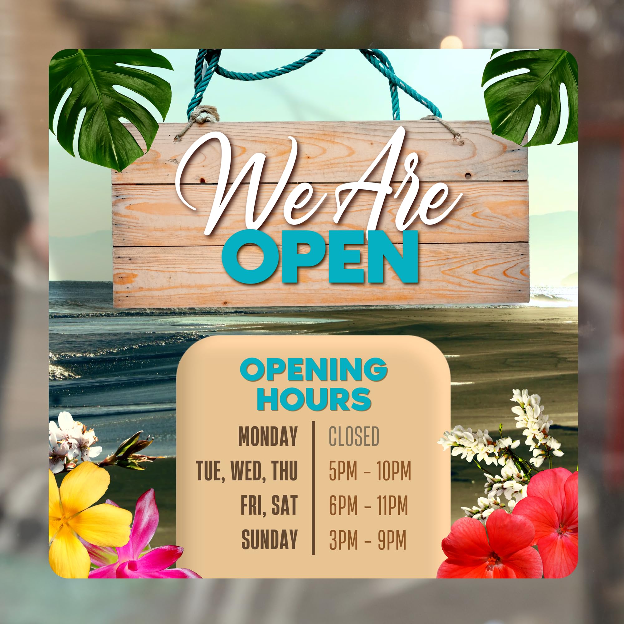 Amazon.com : Business Hours Sign for Window - Hours of operation window ...