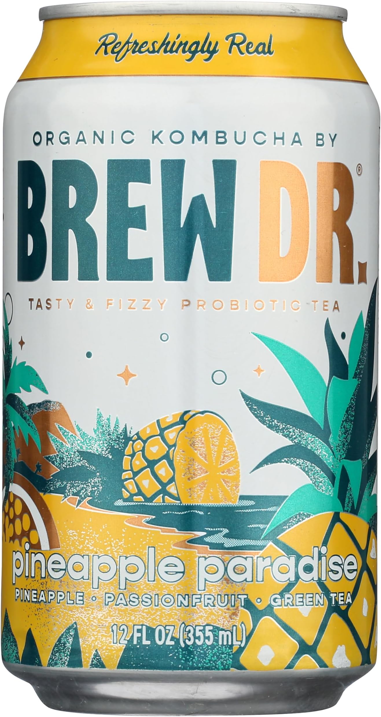 Amazon.com : BREW DR Organic Pineapple Paradise Kombucha 4pk, 12 FZ : Grocery & Gourmet Food