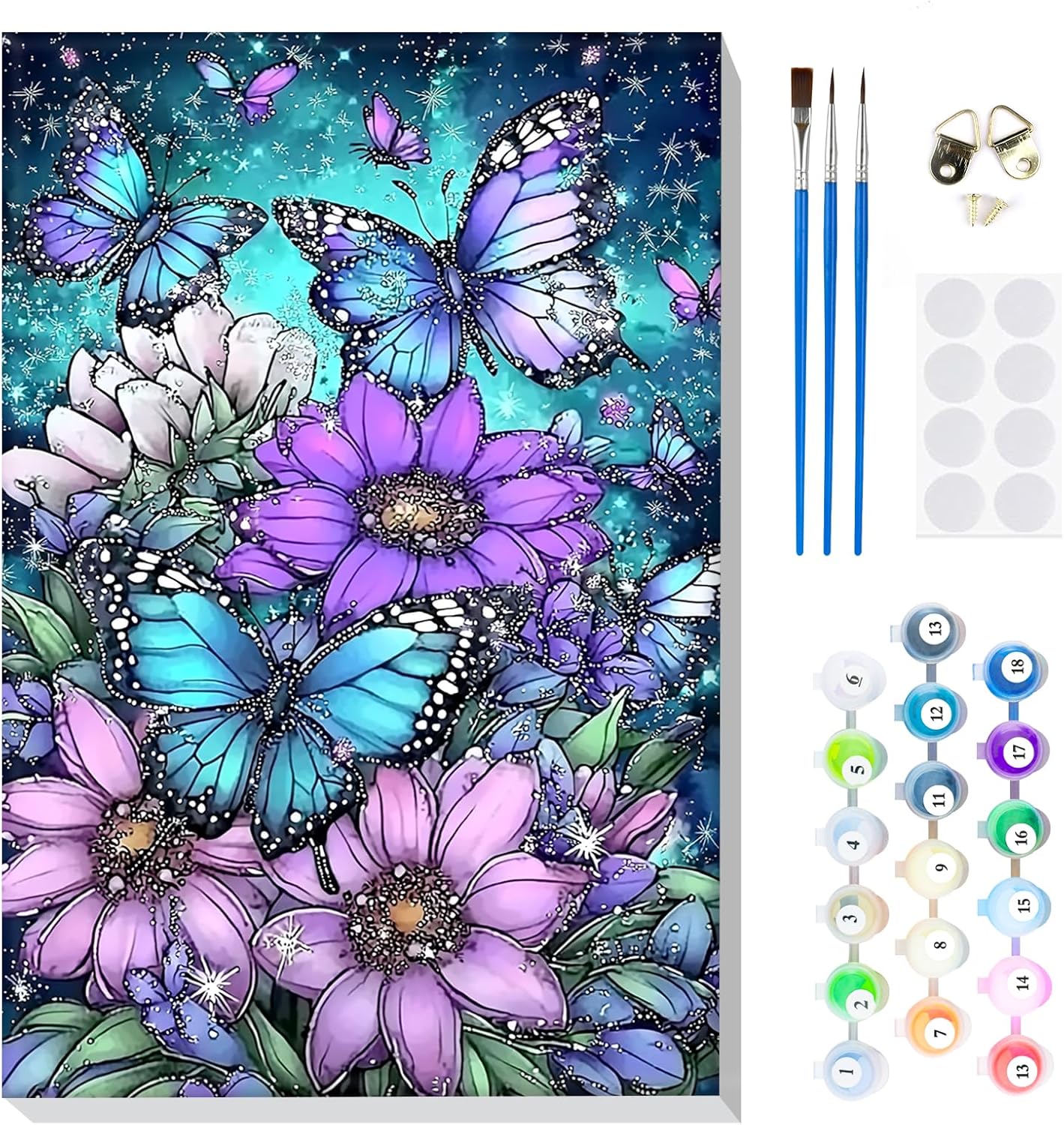 Amazon.com: MOGTAA Butterfly Paint by Number Kit for Adults Beginners ...