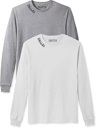 Daxton Premium Dallas Men Long Sleeves T Shirt Ultra Soft Medium Weight Cotton, 2Pk Hgray Navy ...