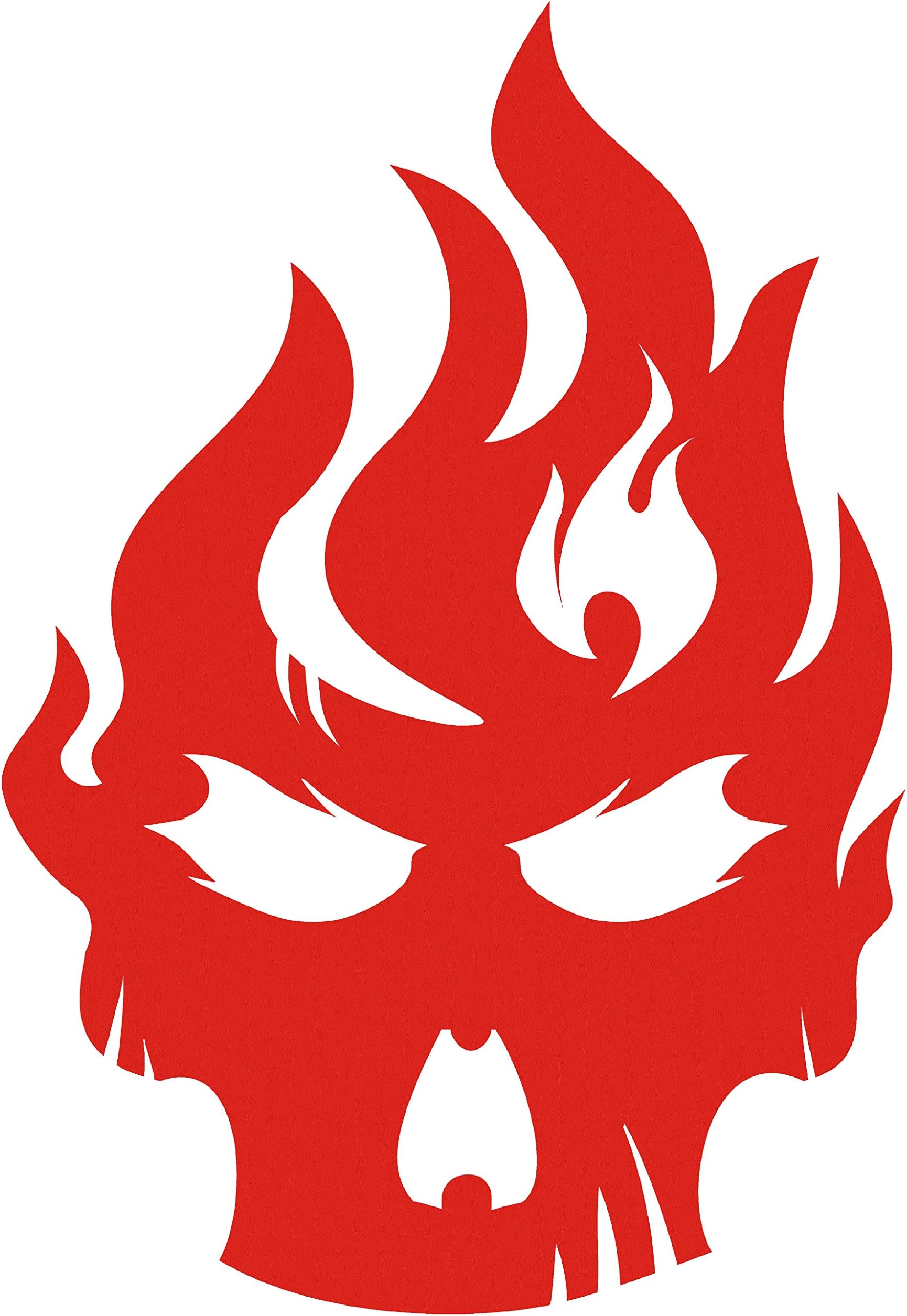 Amazon.com: 2 x Vinyl Stickers Skull Head Fire Flames Scary Horror ...