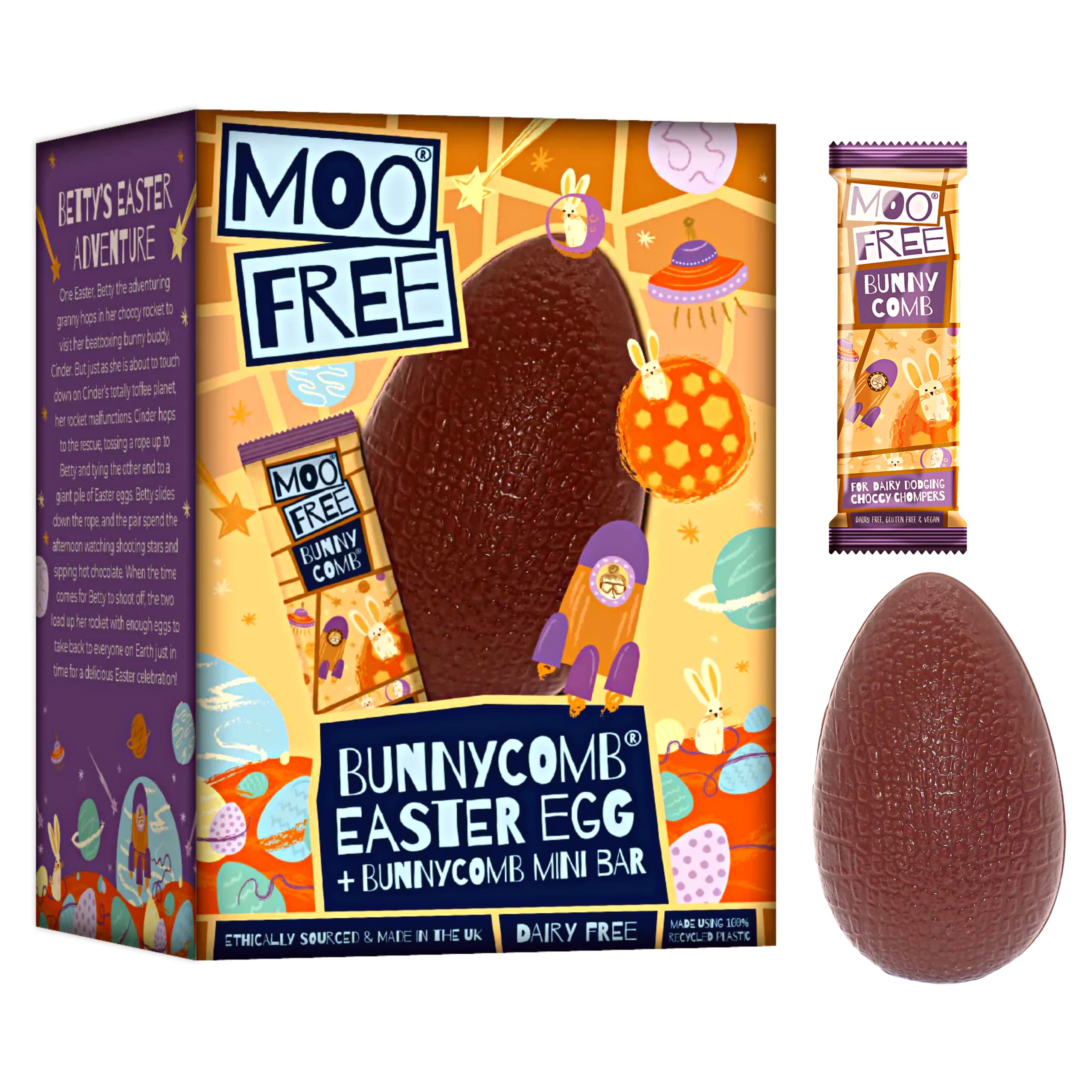 Her Flavour Moo Free Easter Egg Chocolate Bunnycomb Vegan Easter Egg ...