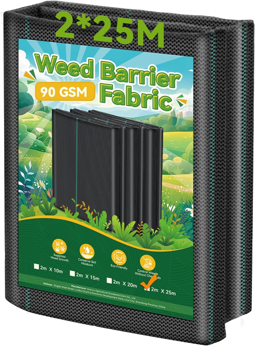 Domusensus Weed Control Mesh, 2 m x 25 m, 50 m² Weed Control Fabric, 90 ...