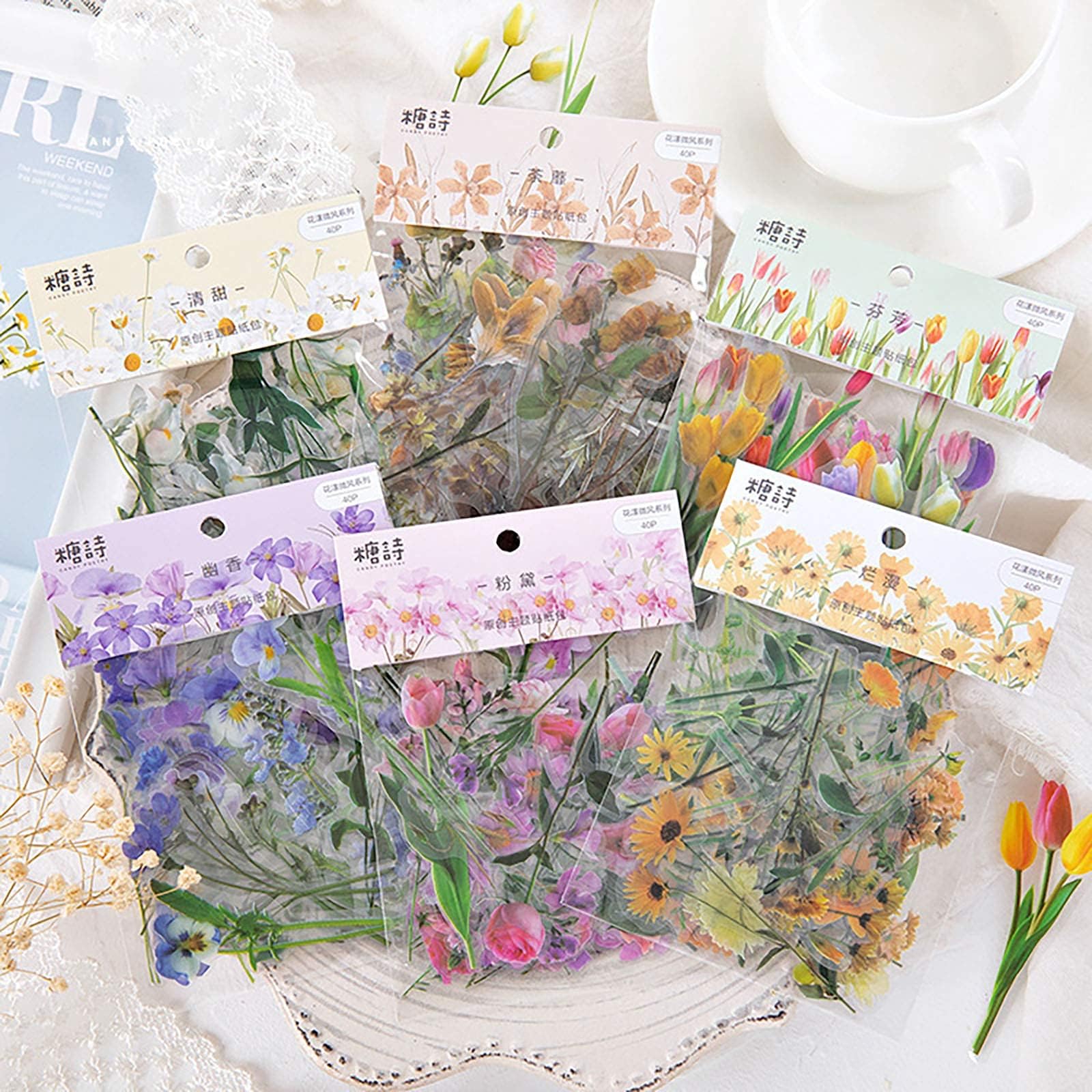Amazon.com: Flowers Sticker Set, 100 Pcs Colorful Flower Sticker Pack ...