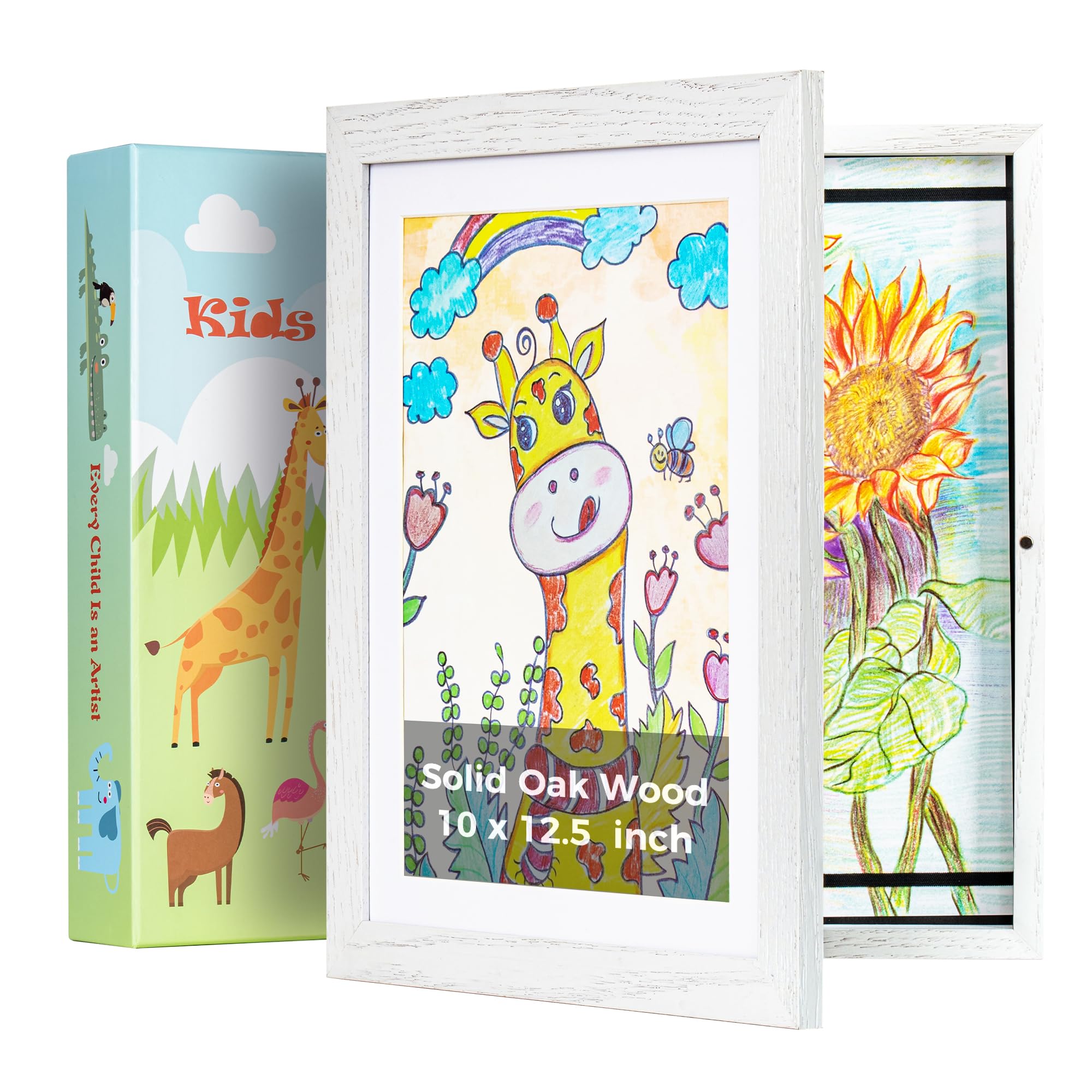 Fun Memories Kids Art Frame 10x12.5 Front Opening, Solid Oak Wood Kids ...