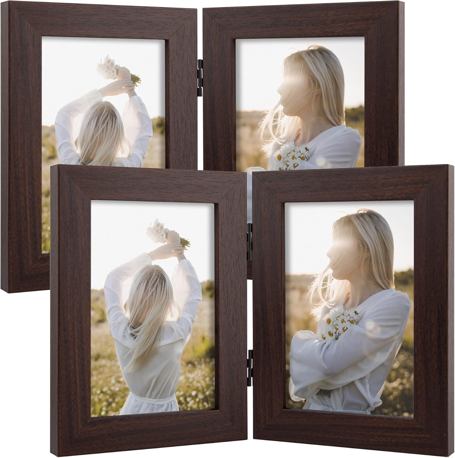 Amazon.com - Frametory, 4x6 Double Picture Frame Hinged 2 Photos Frame ...