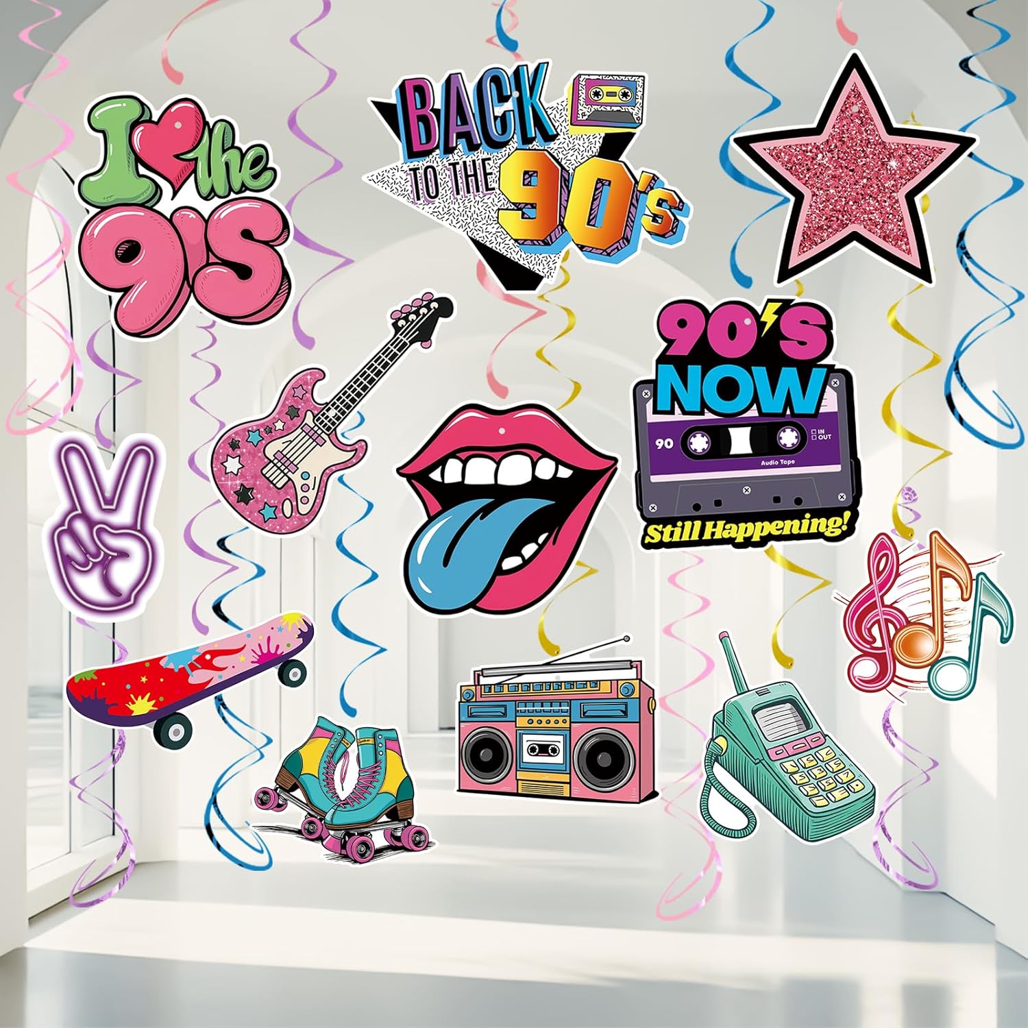Amazon.com: 90s Party Decorations Hanging Swirls, 30 Pcs Back to the ...