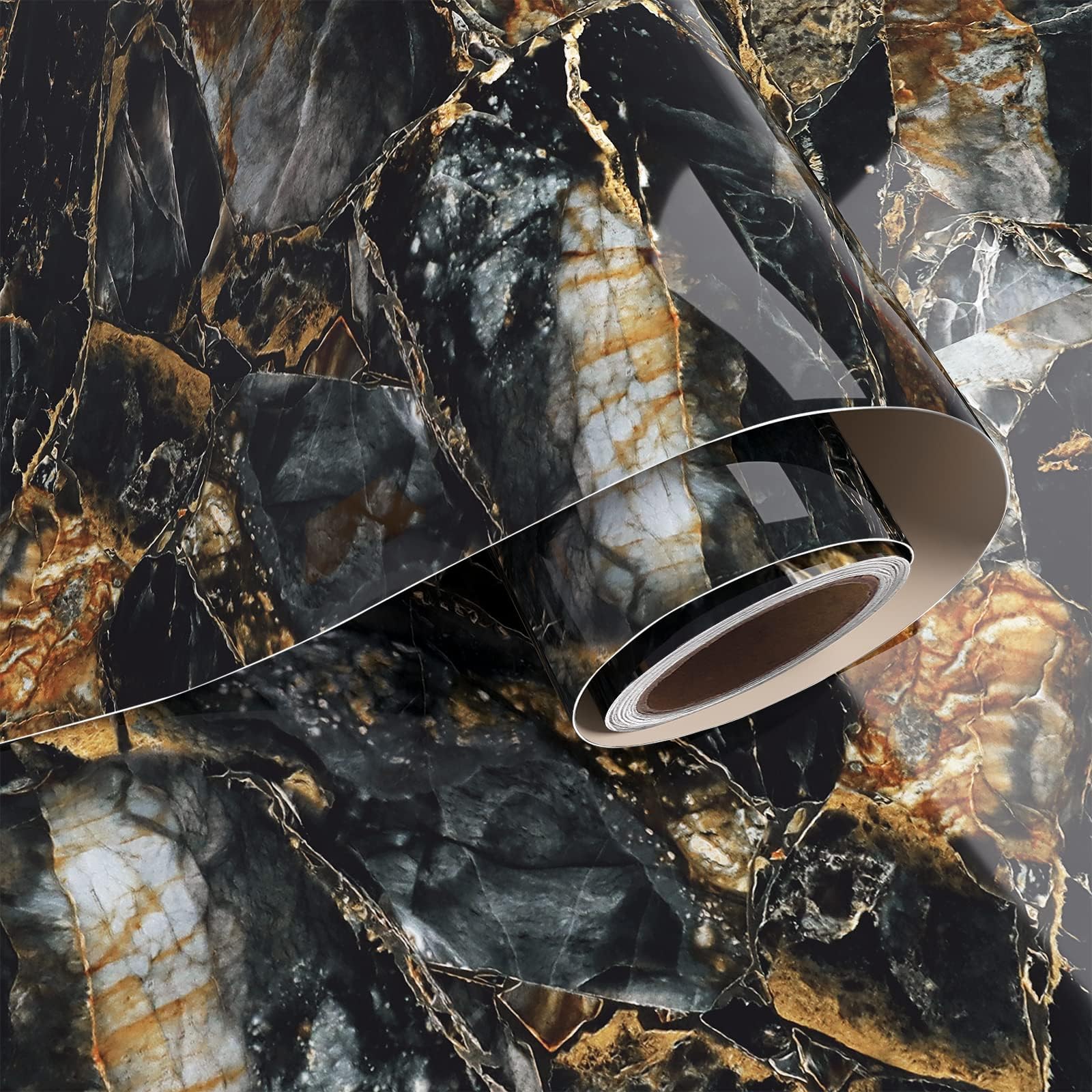 WDragon Granite Marble Look Self Adhesive Gloss Vinyl Wrap Film Kitchen ...