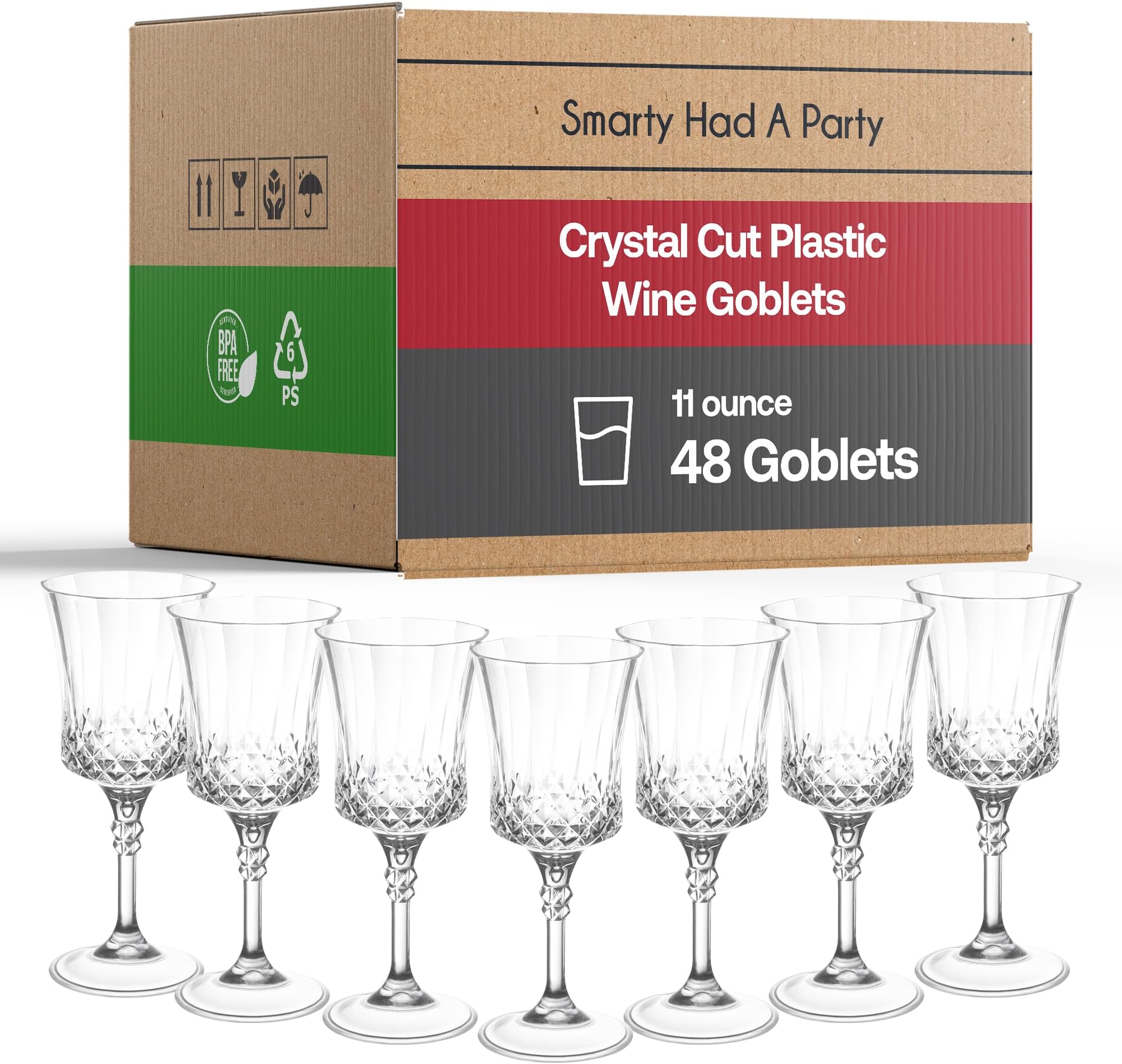 Amazon.com | Balsa Circle 6 Disposable 8 oz Black Crystal Cut Goblets ...
