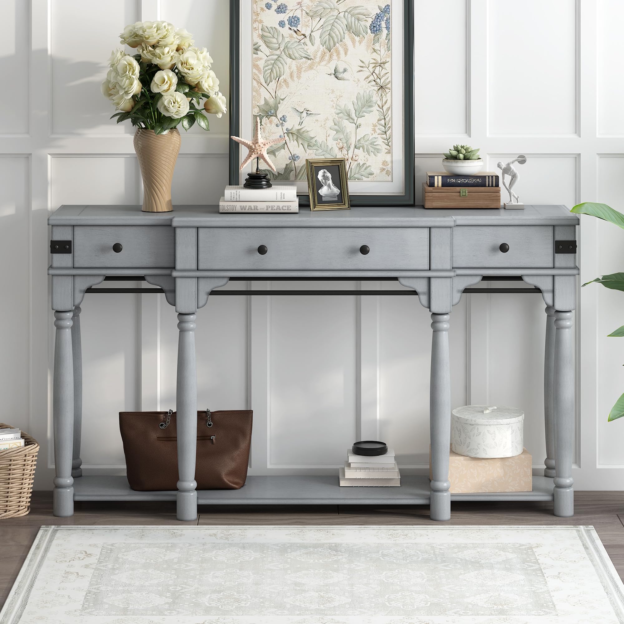 Amazon.com: Merax Antique Grey Wood Farmhouse Entry Way Hallway Table ...