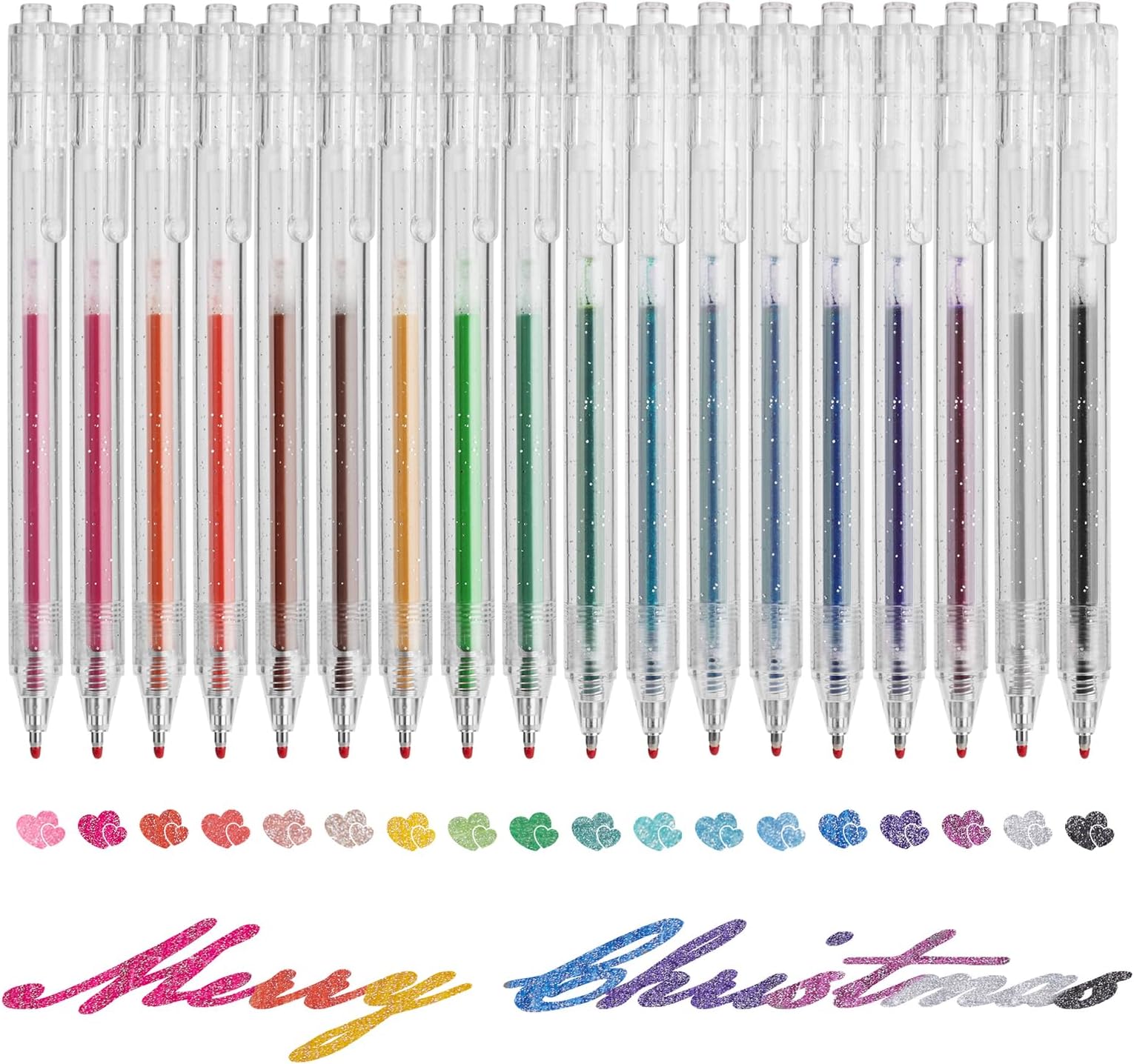 Amazon.com: 18 Colors Glitter Gel Pens Retractable Metallic Sparkle ...