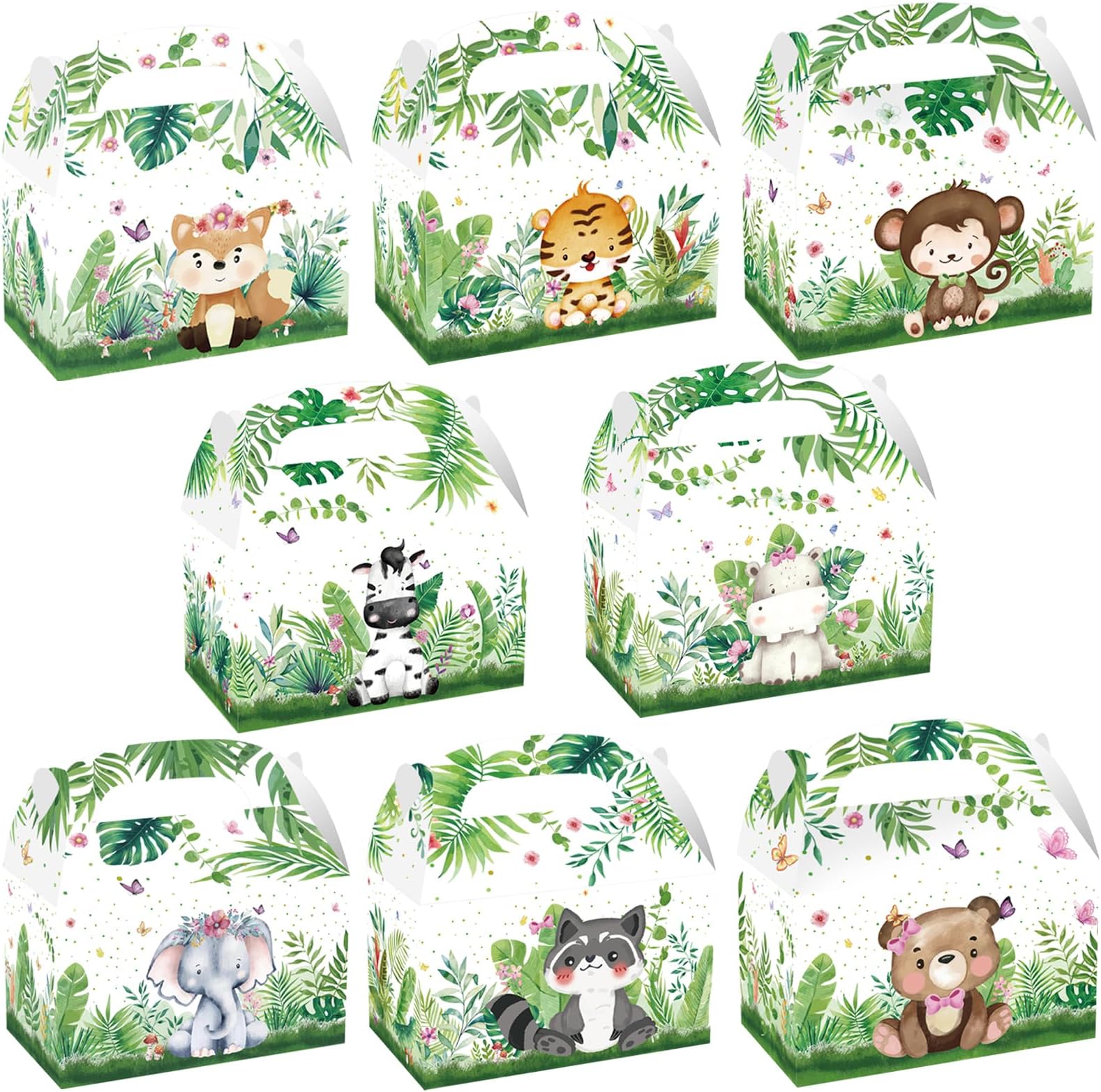 Amazon.com: Safari Zoo Animals Treat Gift Boxes Birthday Party Favor ...