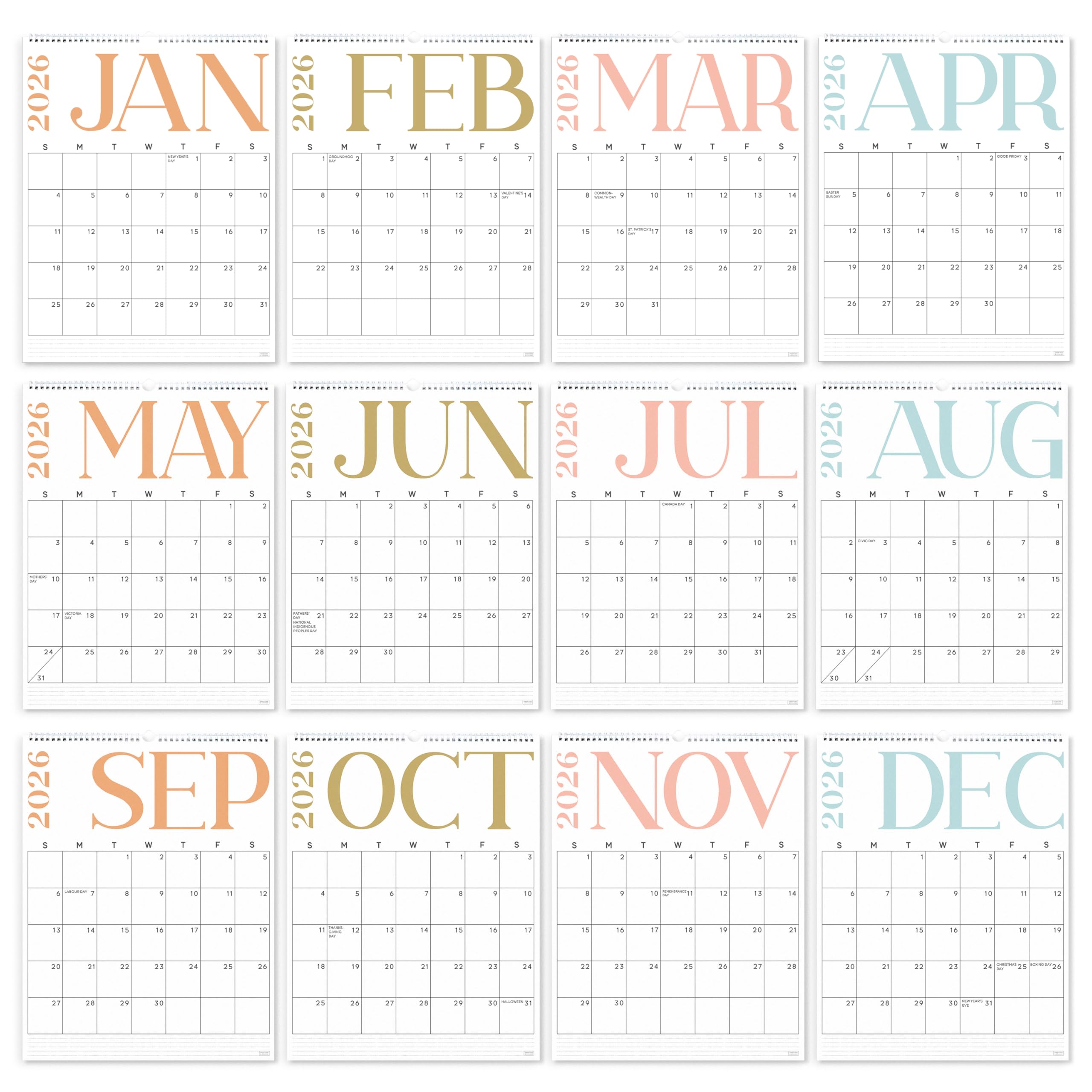 Wall Calendar Modern Vertical July 2025 - December 2026 – Sweetzer ...