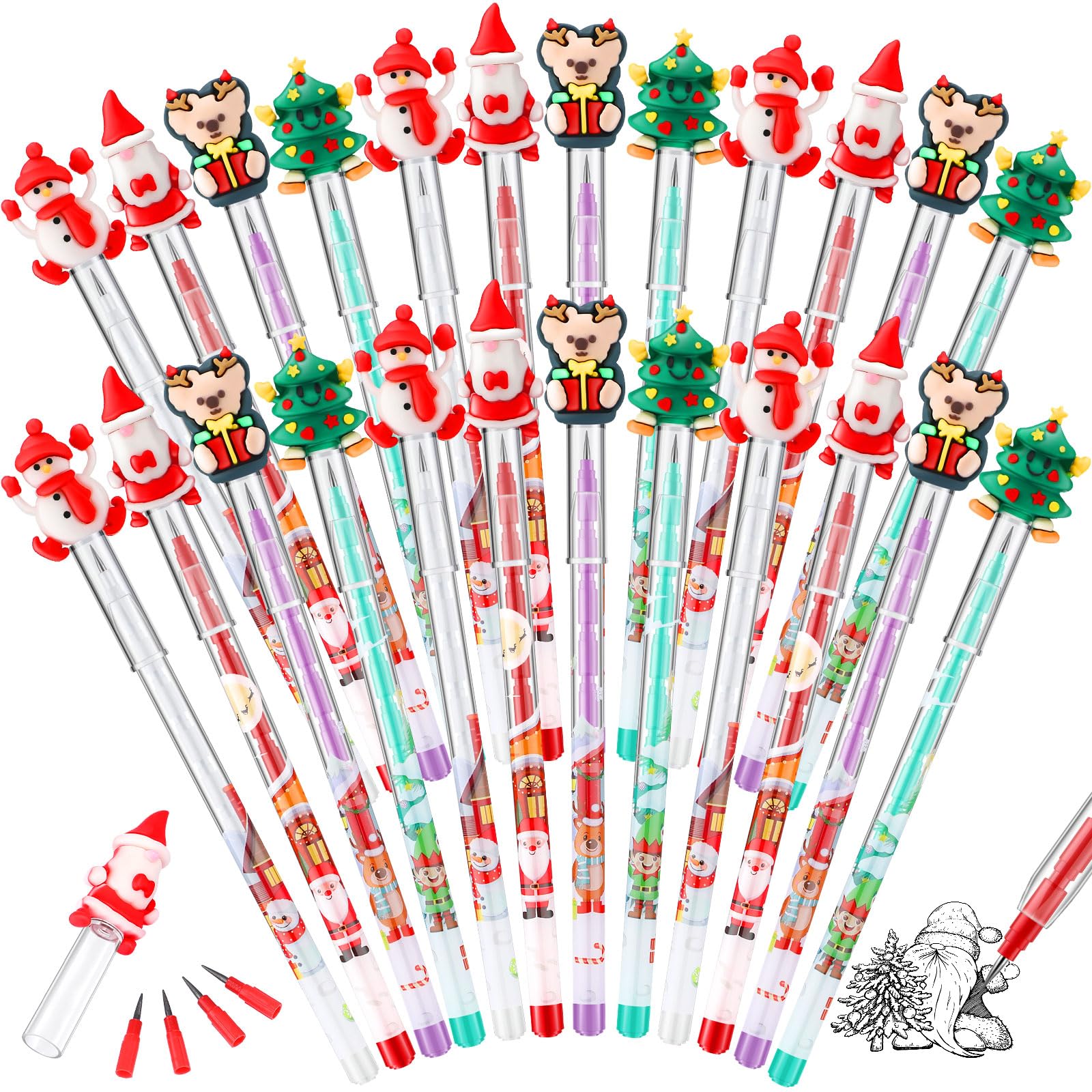 Amazon.com : Yexiya Christmas Multi Point Stackable Push Pencil, 4 ...