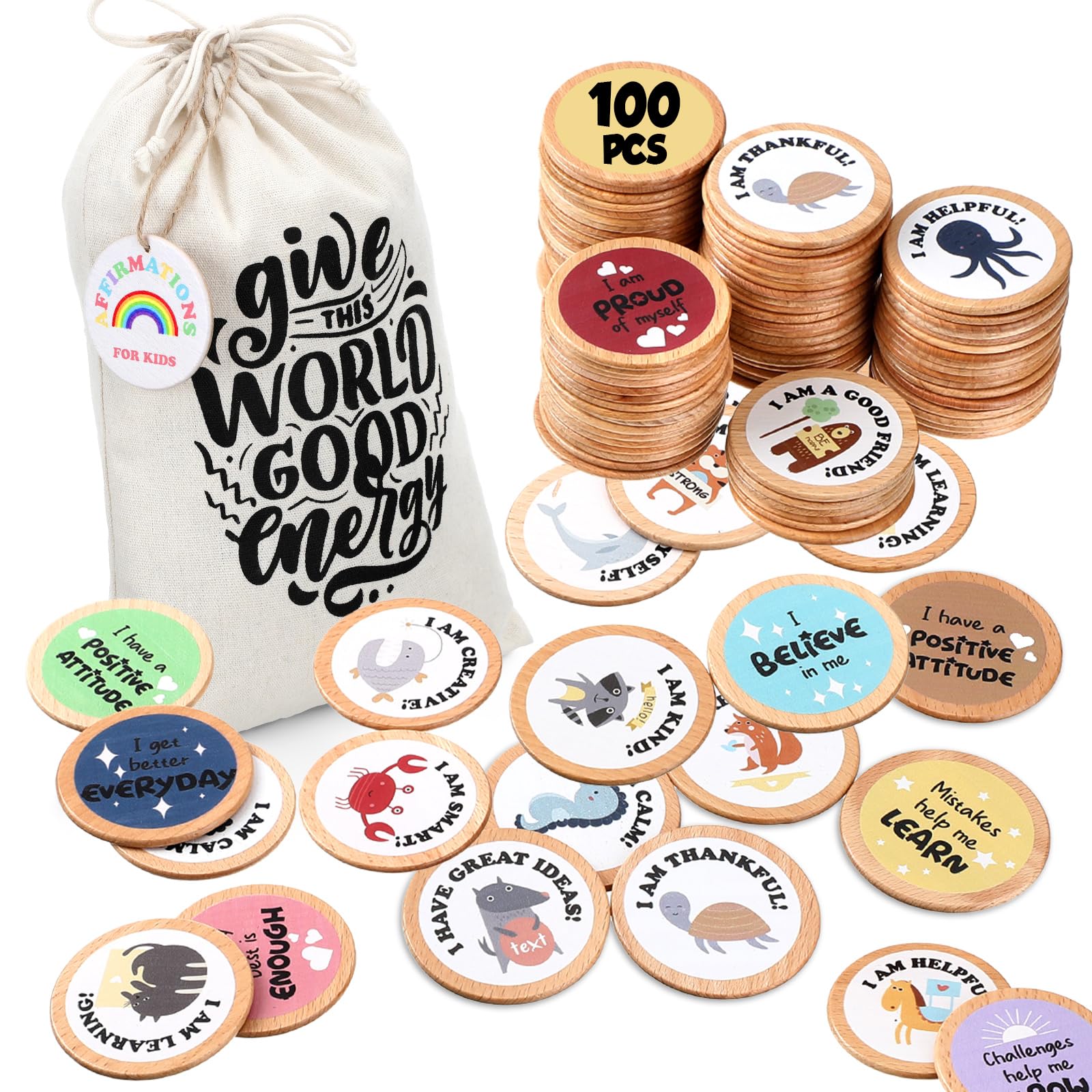 Amazon.com : Sayglossy 100 Pcs Positive Affirmations Chips for Kids ...