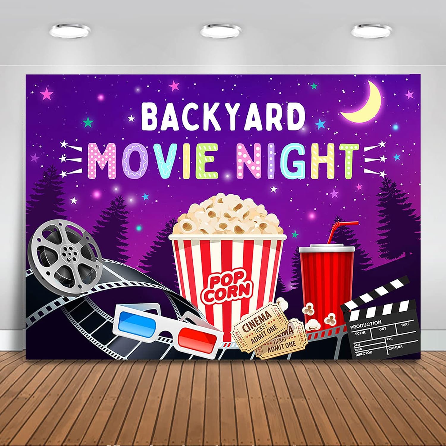 Amazon.com : Mocsicka Movie Night Backdrop Movie Theme Awards Night ...