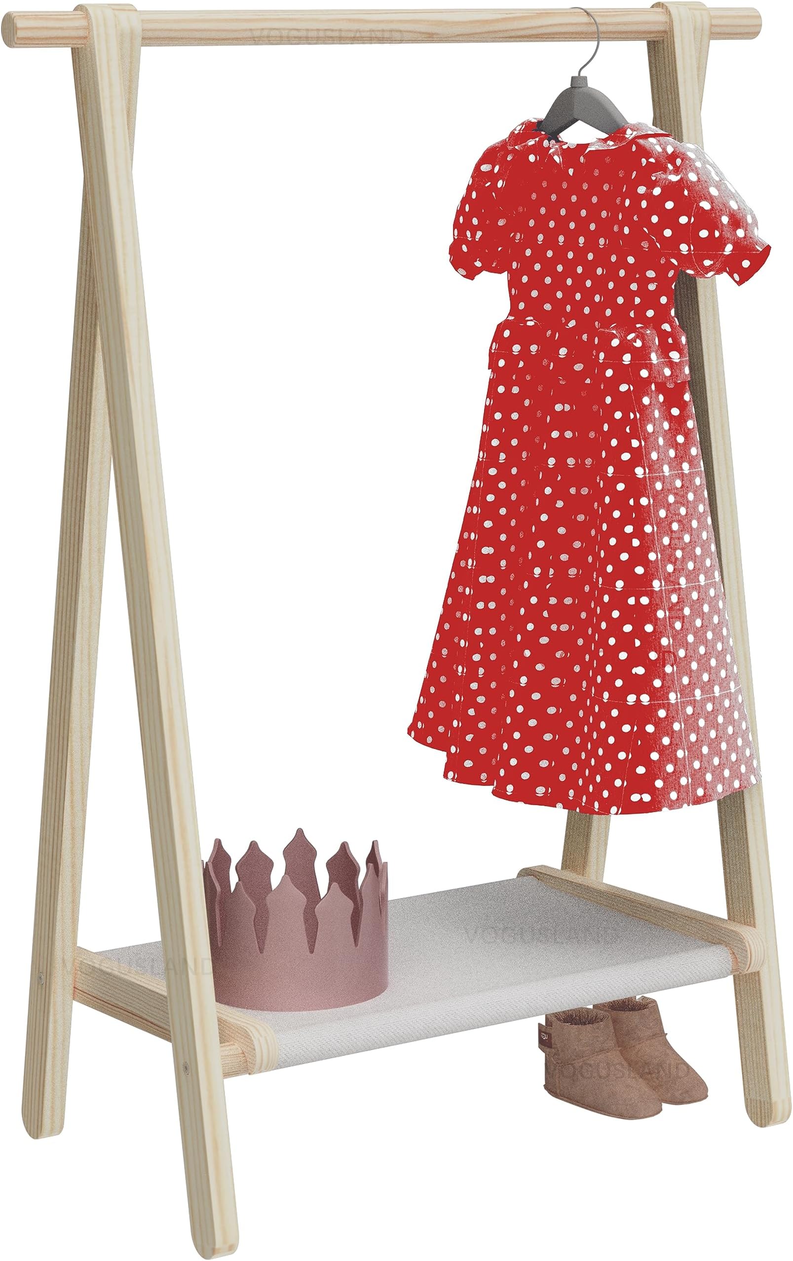 Amazon.com: Queekay Kids Clothes Rack with 10 Wooden Clothes Hanger ...