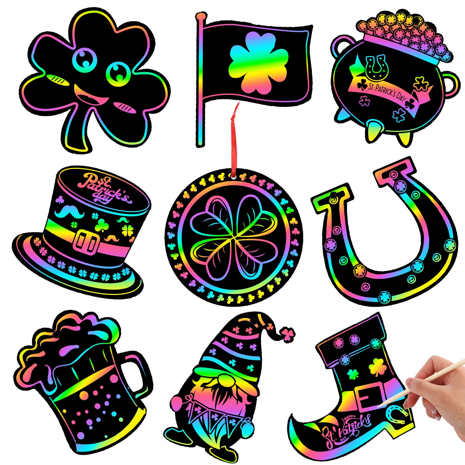 Amazon.com: FEBSNOW 48 PCS St. Patrick’s Day Crafts for Kids, Rainbow ...