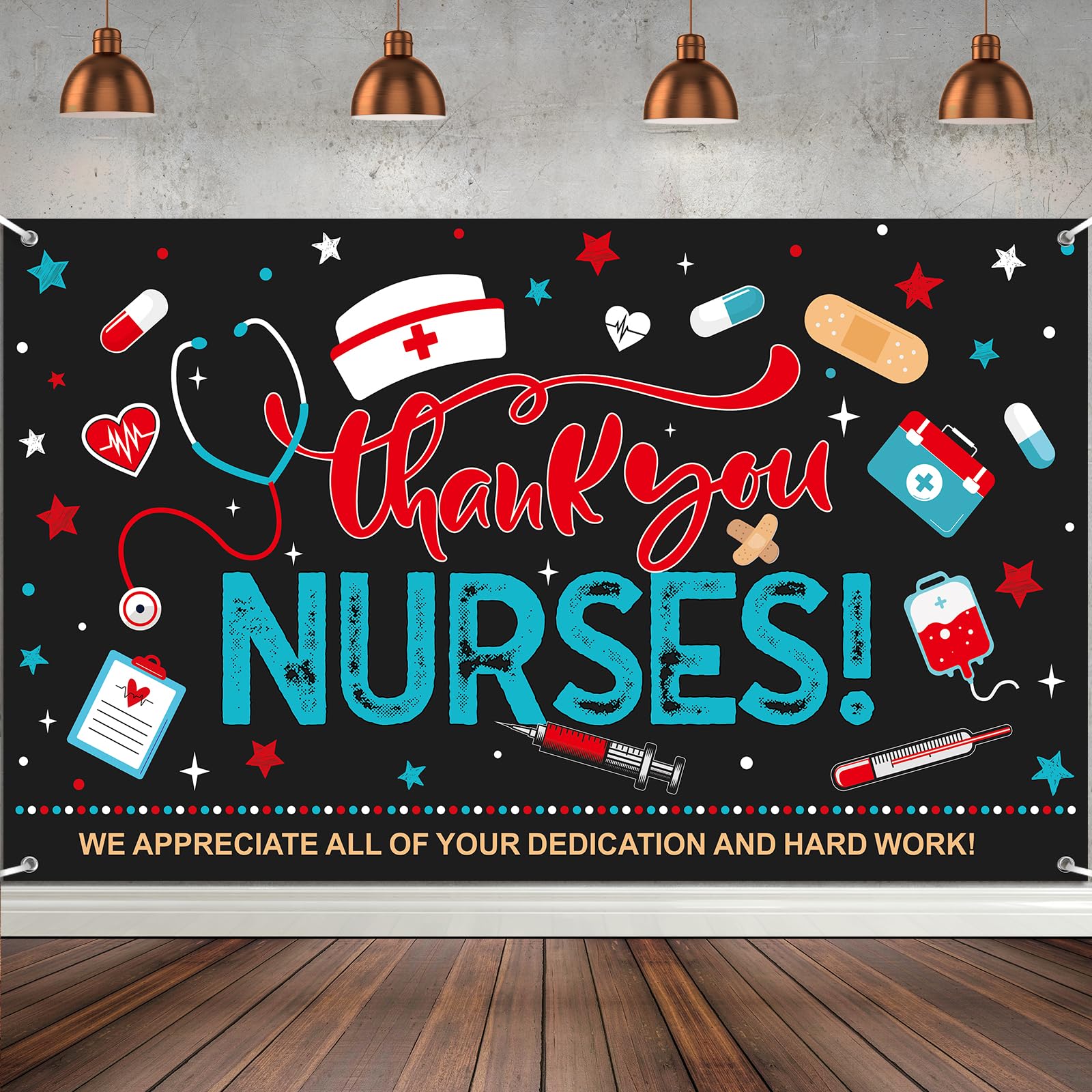 Amazon.com : Thank You Nurses Backdrop Nurses Week Decorations,72.8 X ...