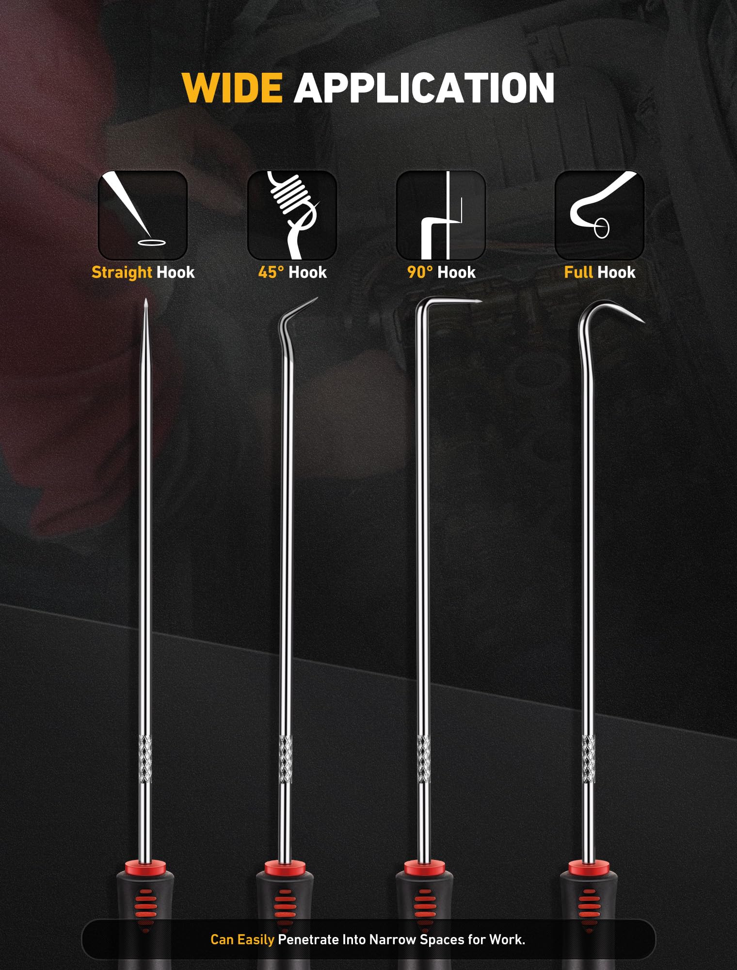 Snapklik.com : 4-Piece Precision Pick And Hook Set, 9.5 Inches Chrome ...