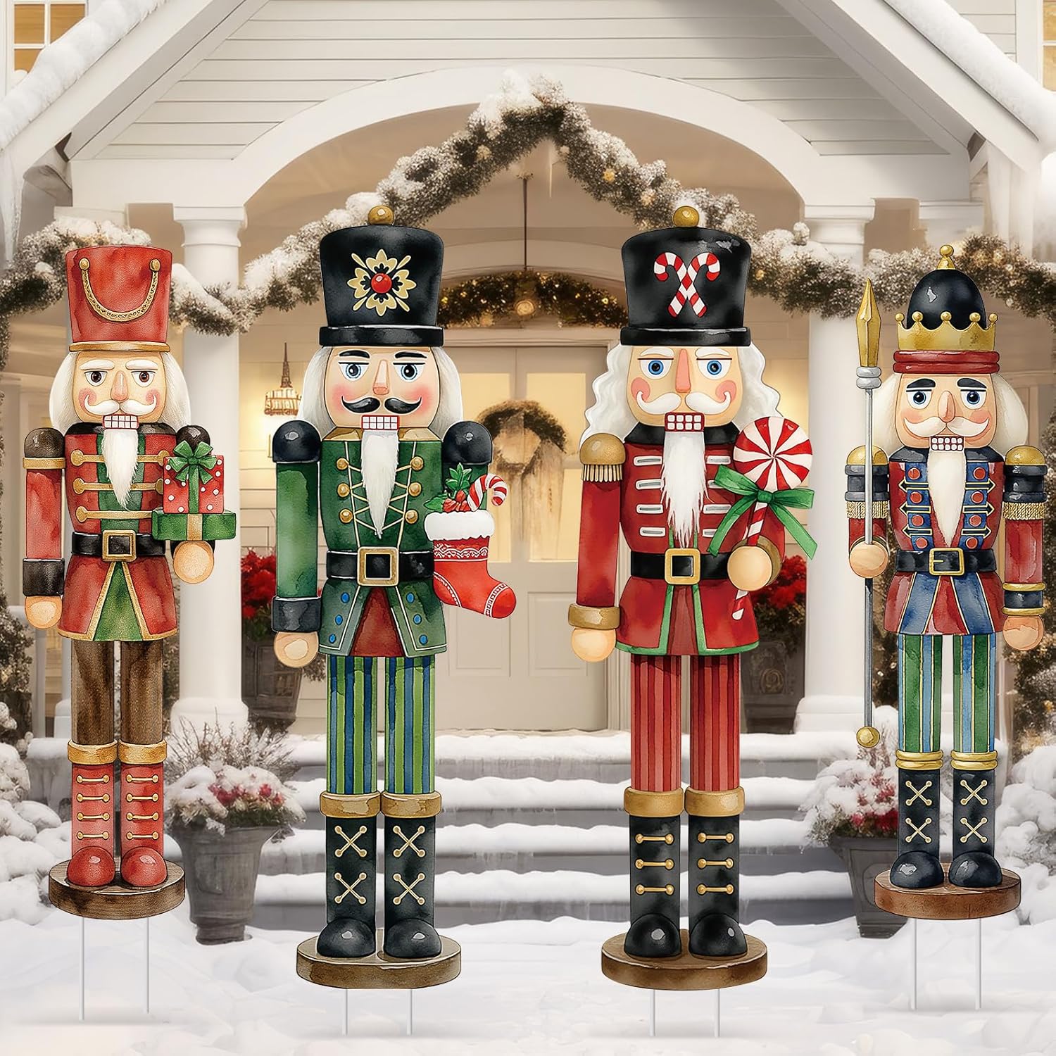 Amazon.com : Geetery 4 Pcs Large Nutcracker Yard Sign with 16 Stakes 32 ...
