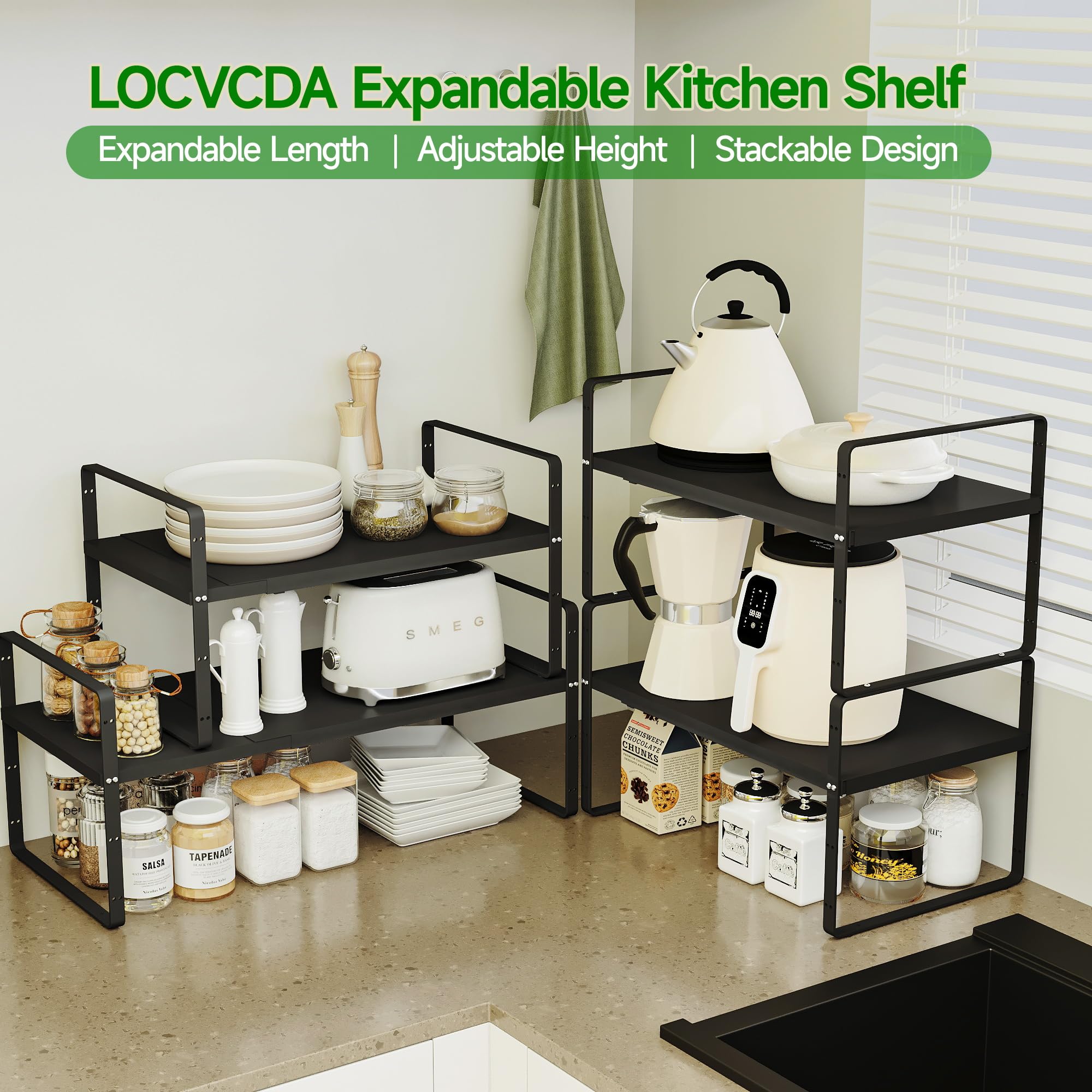 Snapklik.com : Expandable Cabinet Organizer Shelf, Adjustable Height ...