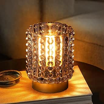 Battery Operated Lamp with Timer, Mini Crystal Table Lamp for Home ...