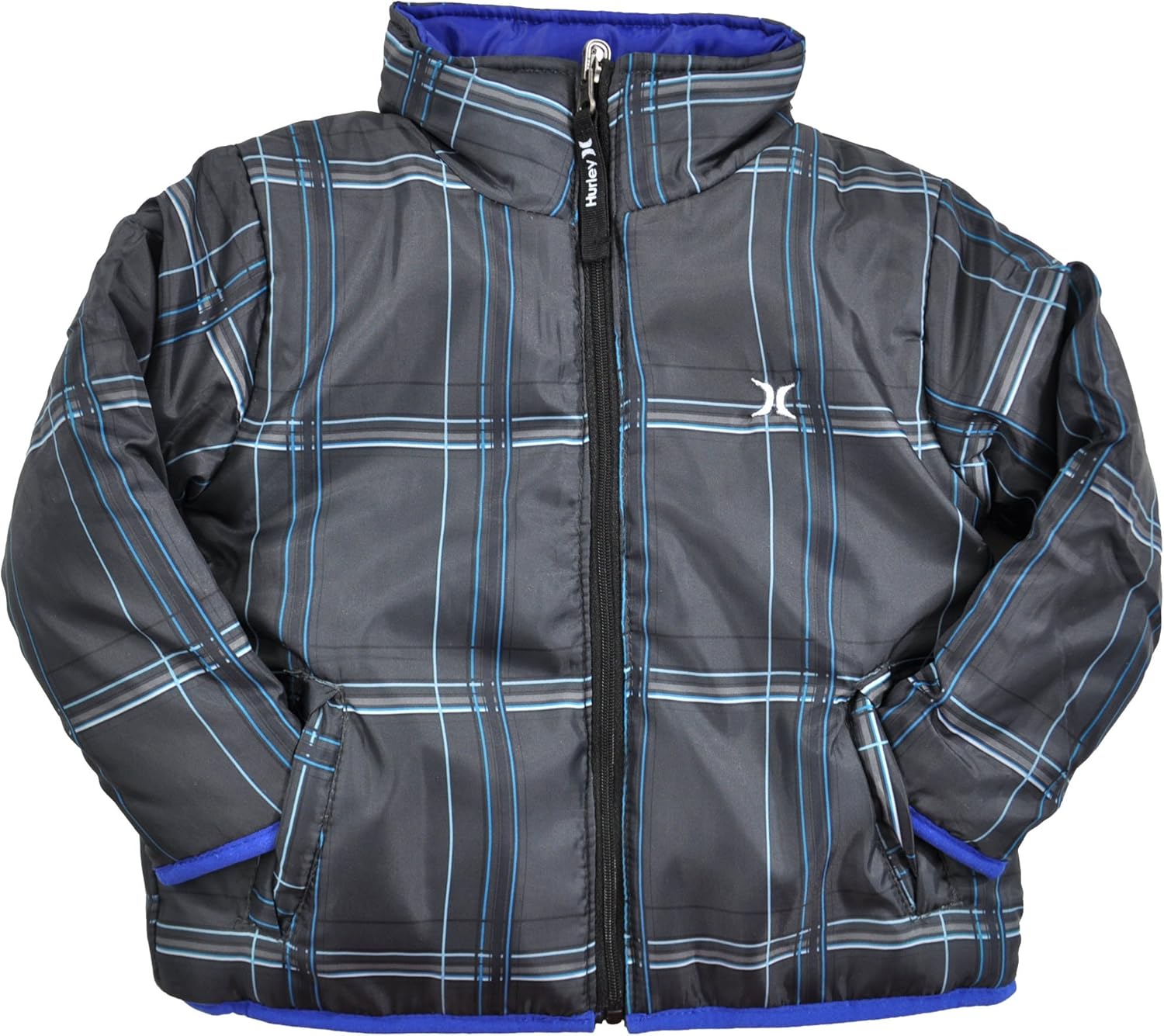 Amazon.com: Hurley Infant Boys Plaid Charcoal & Royal Blue Reversible ...
