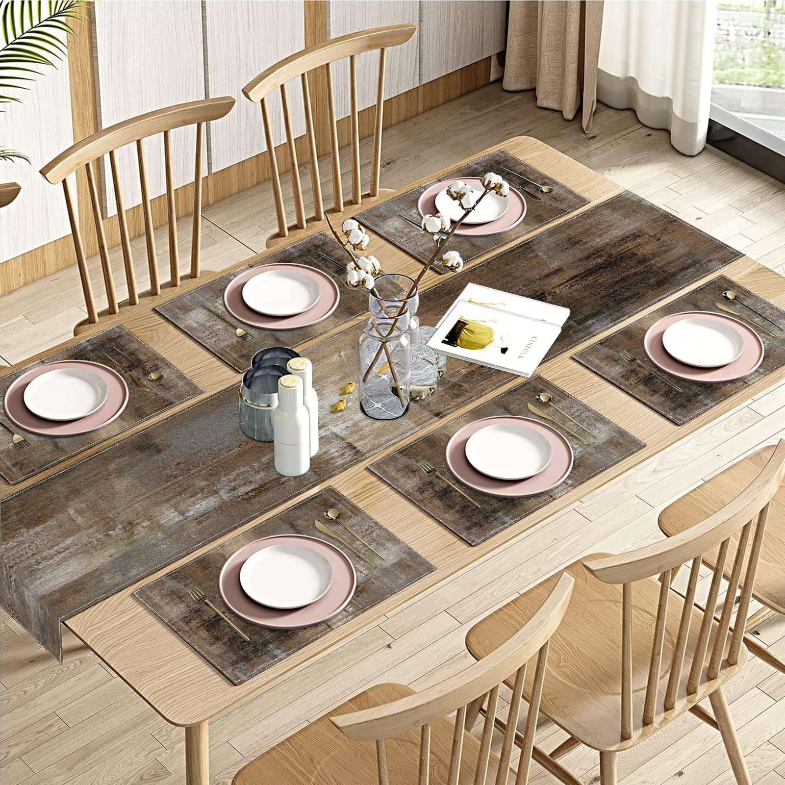 Amazon.com: Brown Grey Table Runner,Abstract Modern Art Burlap Table ...