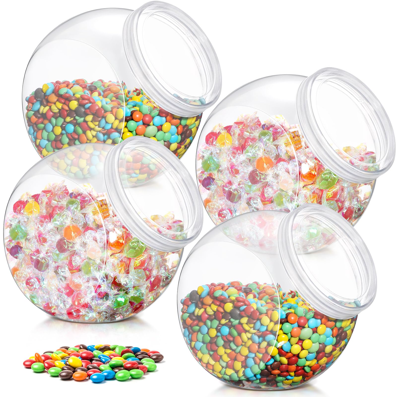 Amazon.com: Willinglong 4 Pcs Plastic Candy Jar with Lid for Candy ...