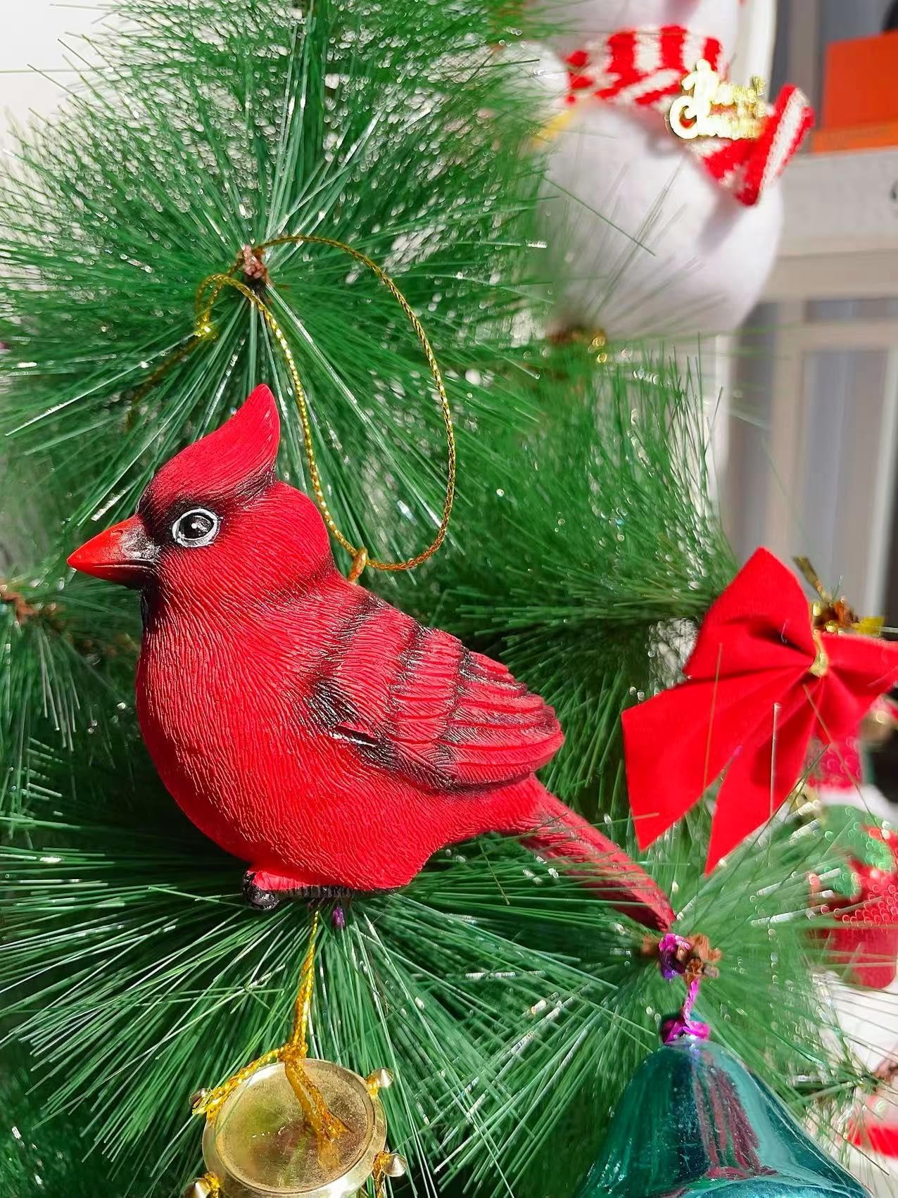 Amazon.com: Realistic Northern Cardinal Figurine Ornament, Red Cardinal ...