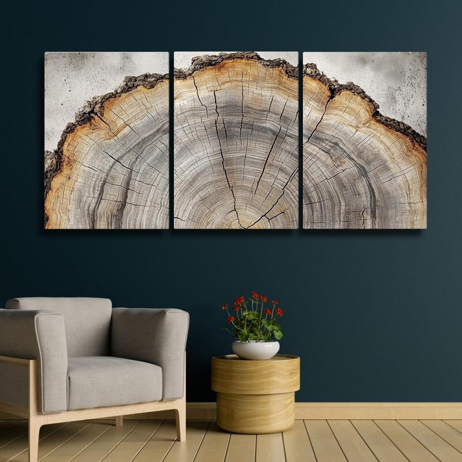 Amazon.com: sawjug Tree Ring Wall Art, Tree Ring Canvas Wall Art ...