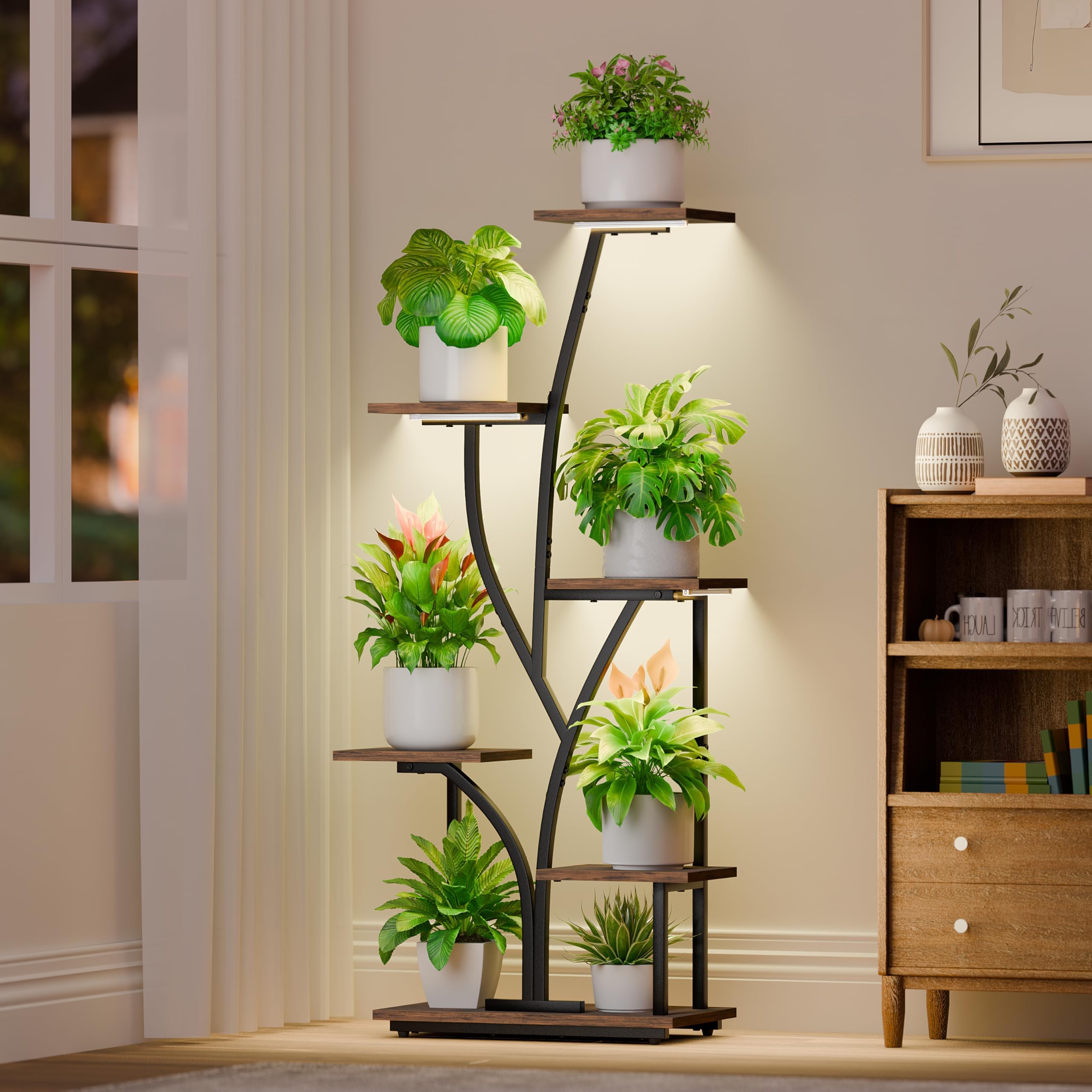 Amazon.com: POZILAN Plant Stand Indoor with Grow Light - 7 Tiered ...