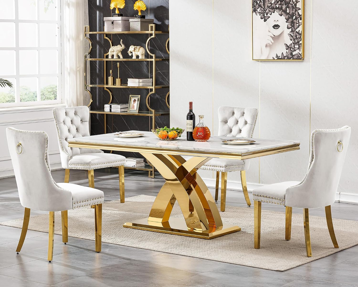 Amazon.com - Pvillez 5 Pcs Dining Table Set, Kitchen and Dining Room ...