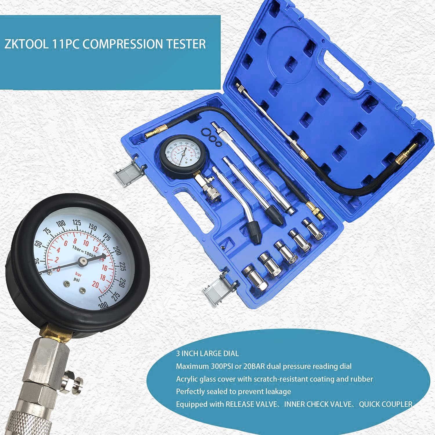 Snapklik.com : ZKTOOL 11PC Compression Tester, Automotive Engine ...