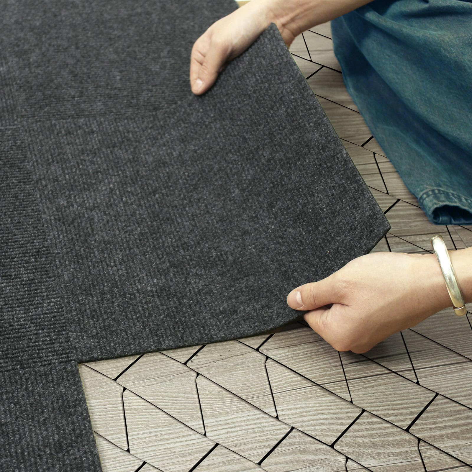 ZOWZOW Peel and Stick Carpet Tiles,Self-adhesive Square Soft Carpet ...