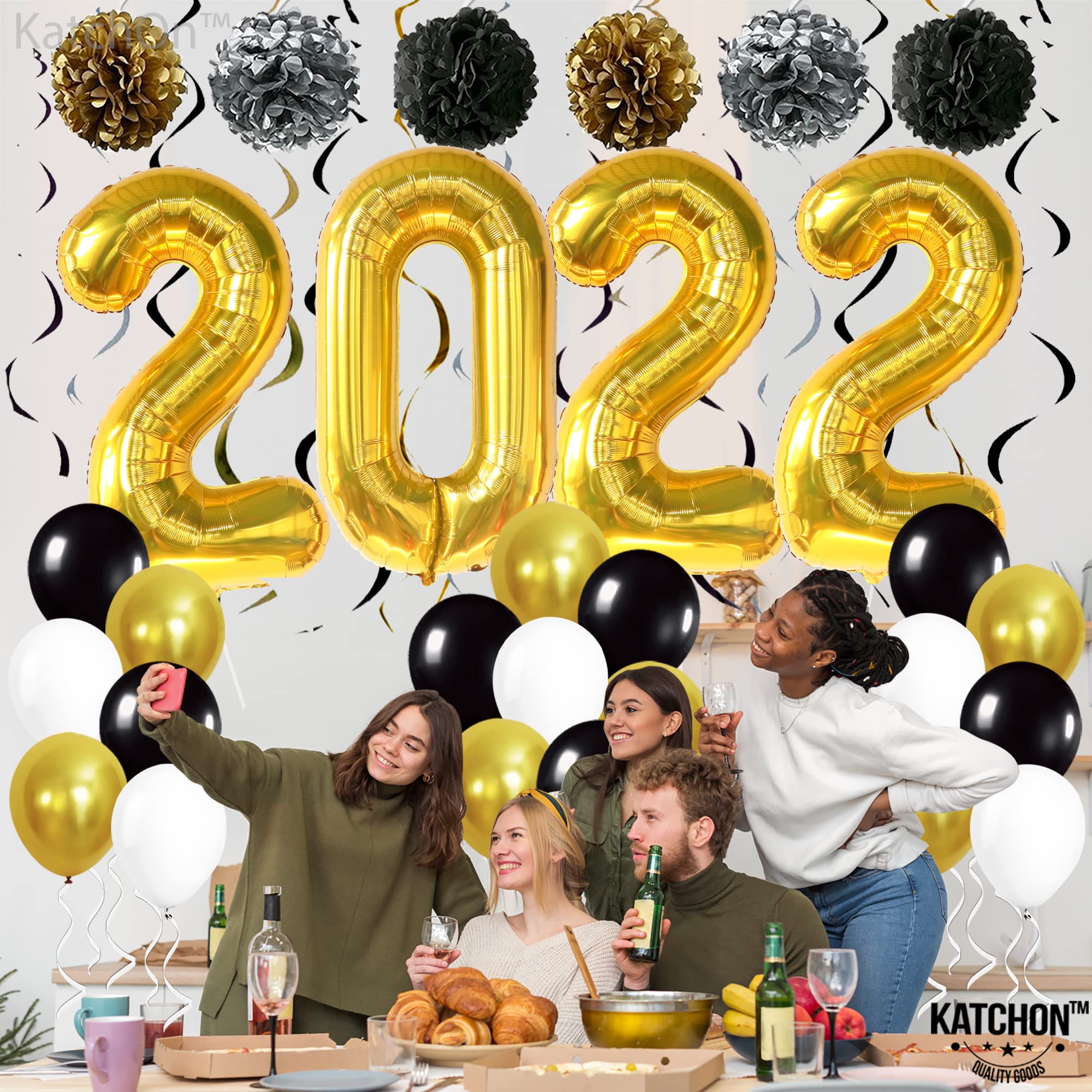 Buy Black and Gold Graduation Party Decorations 2022 - Pack of 43 ...