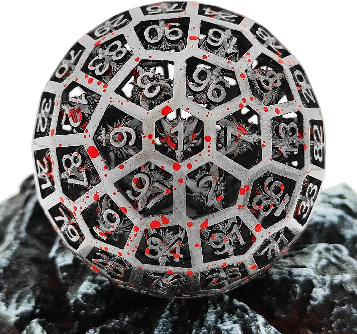 Amazon.com: D100 DND Dice Set Metal Hollow D&D Dungeons and Dragons Gifts MTG RPG Polyhedral 100 ...