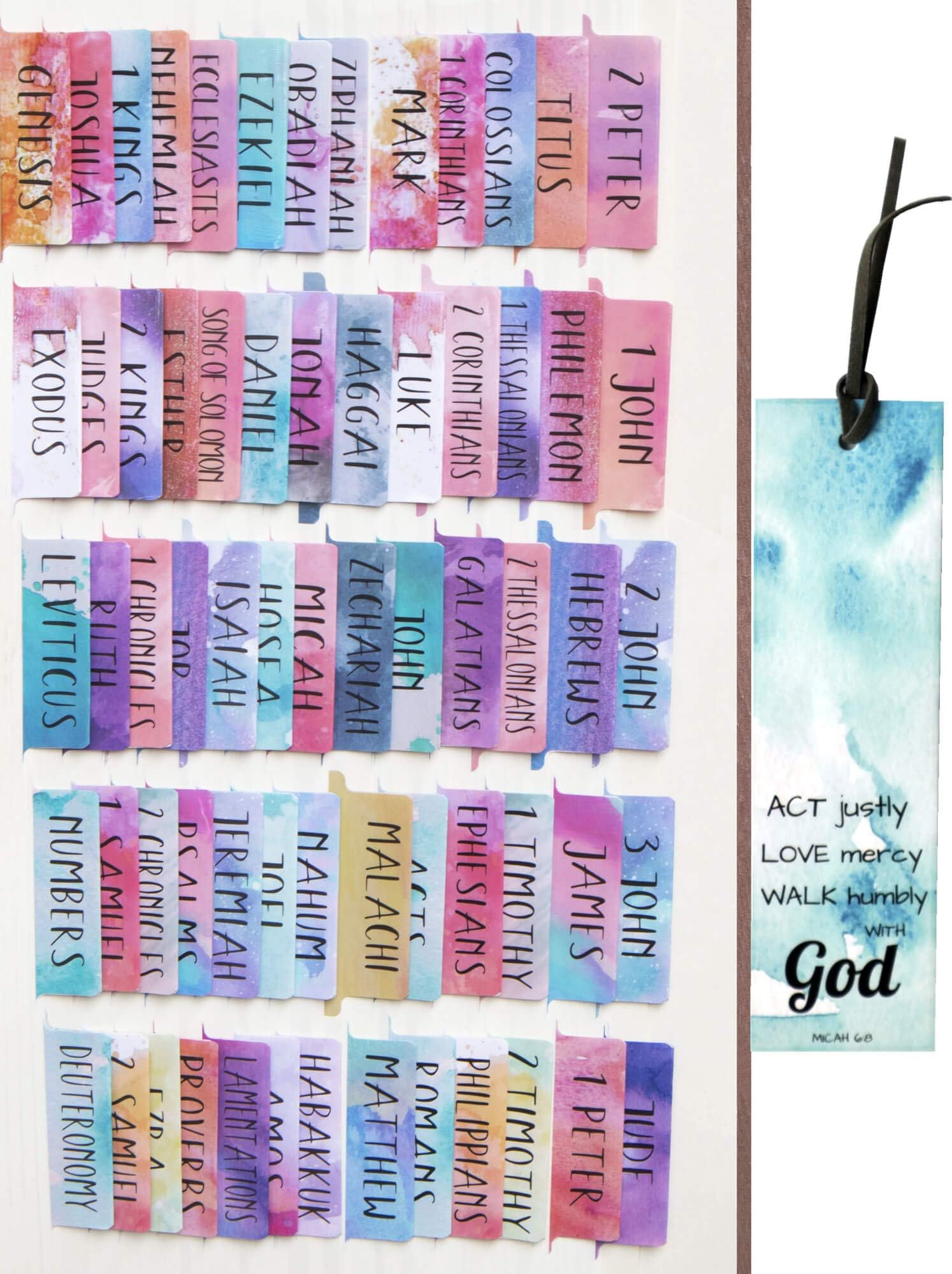 Amazon.com : Watercolor Laminated Bible Tabs (Large Print, Easy to Read ...